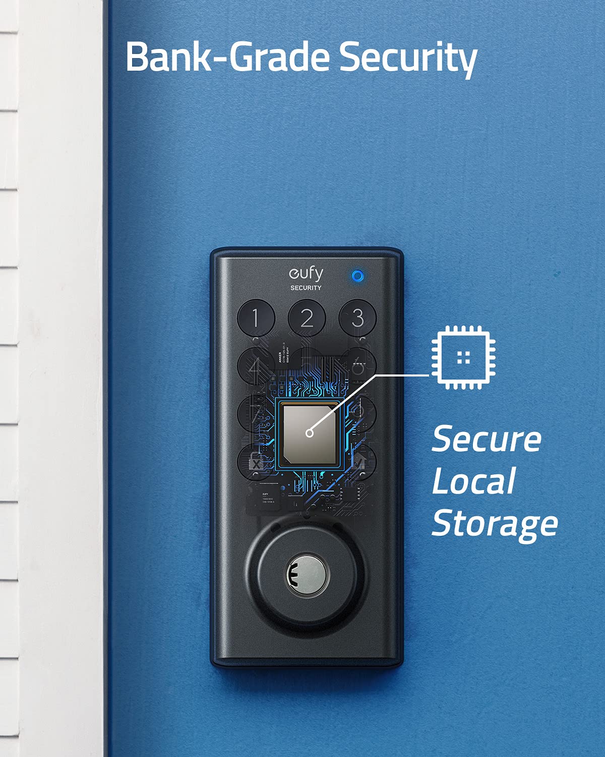 eufy Security Keyless Entry Door Lock, App Control, Bluetooth Electronic Deadbolt, BHMA Certified, IPX3 Weatherproof Protection, Compatible with Wi-Fi Bridge (Sold Separately)