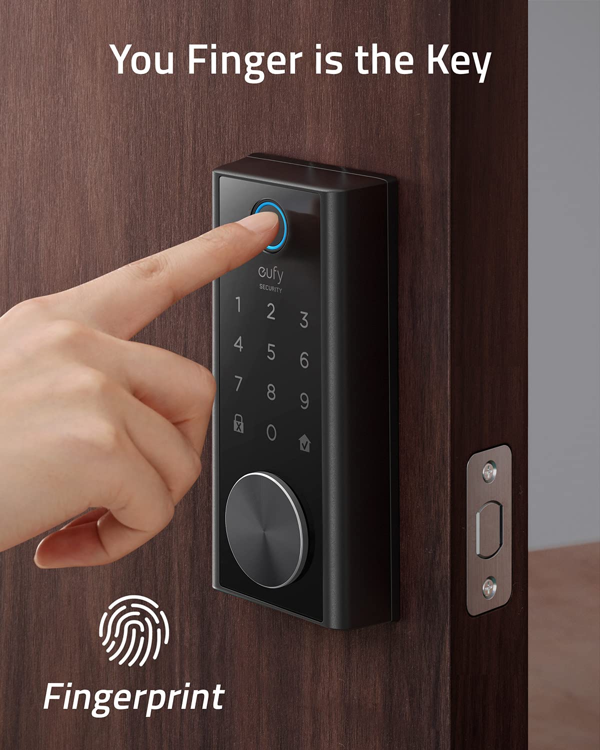 eufy Security S230 Smart Lock Touch & Wi-Fi, Fingerprint Scan, Keyless Entry Door Lock, Smart Built-in Wi-Fi Lock, Bluetooth Electronic Deadbolt, Touchscreen Keypad, BHMA Certified, IP65 Weatherproof