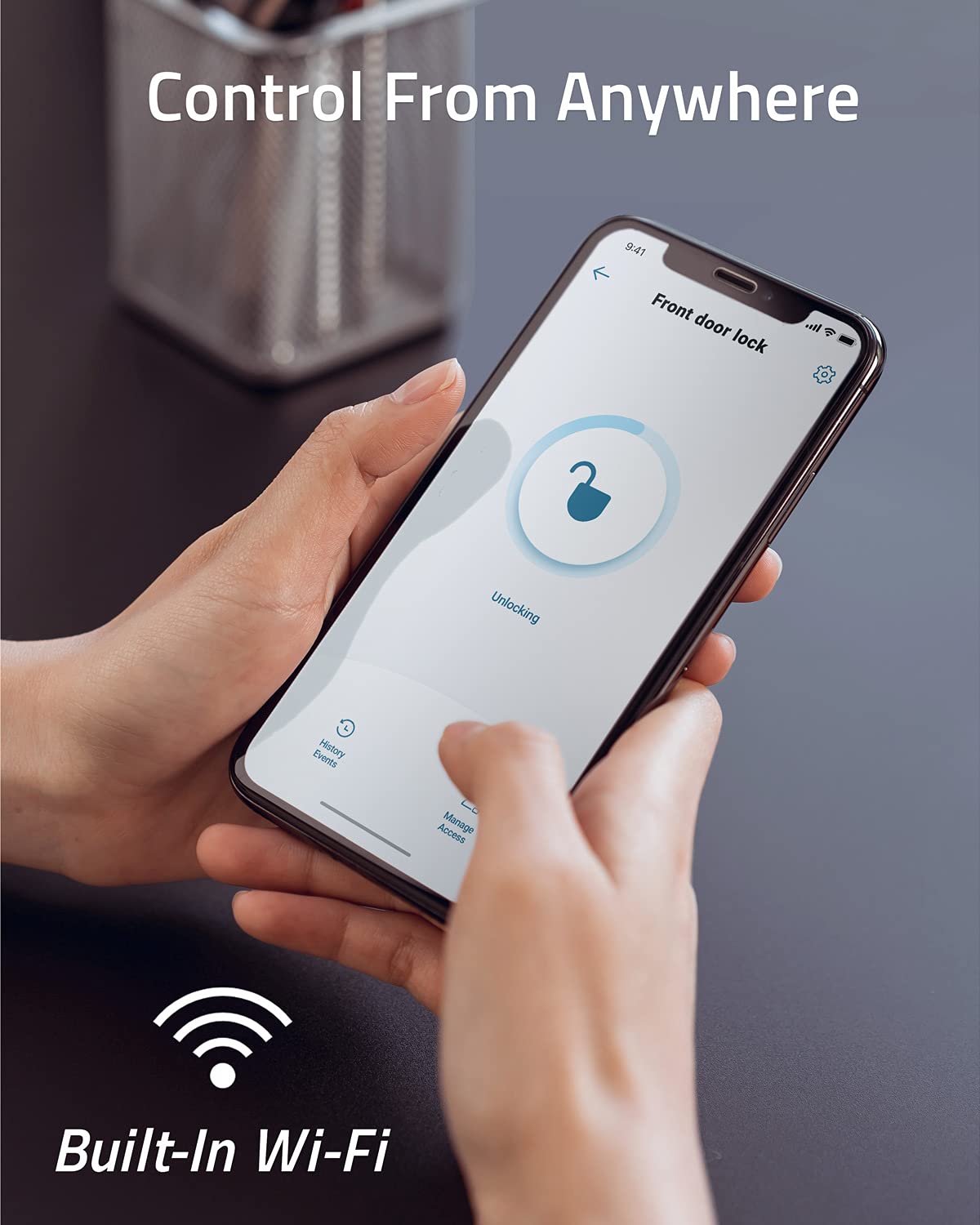 eufy Security S230 Smart Lock Touch & Wi-Fi, Fingerprint Scan, Keyless Entry Door Lock, Smart Built-in Wi-Fi Lock, Bluetooth Electronic Deadbolt, Touchscreen Keypad, BHMA Certified, IP65 Weatherproof