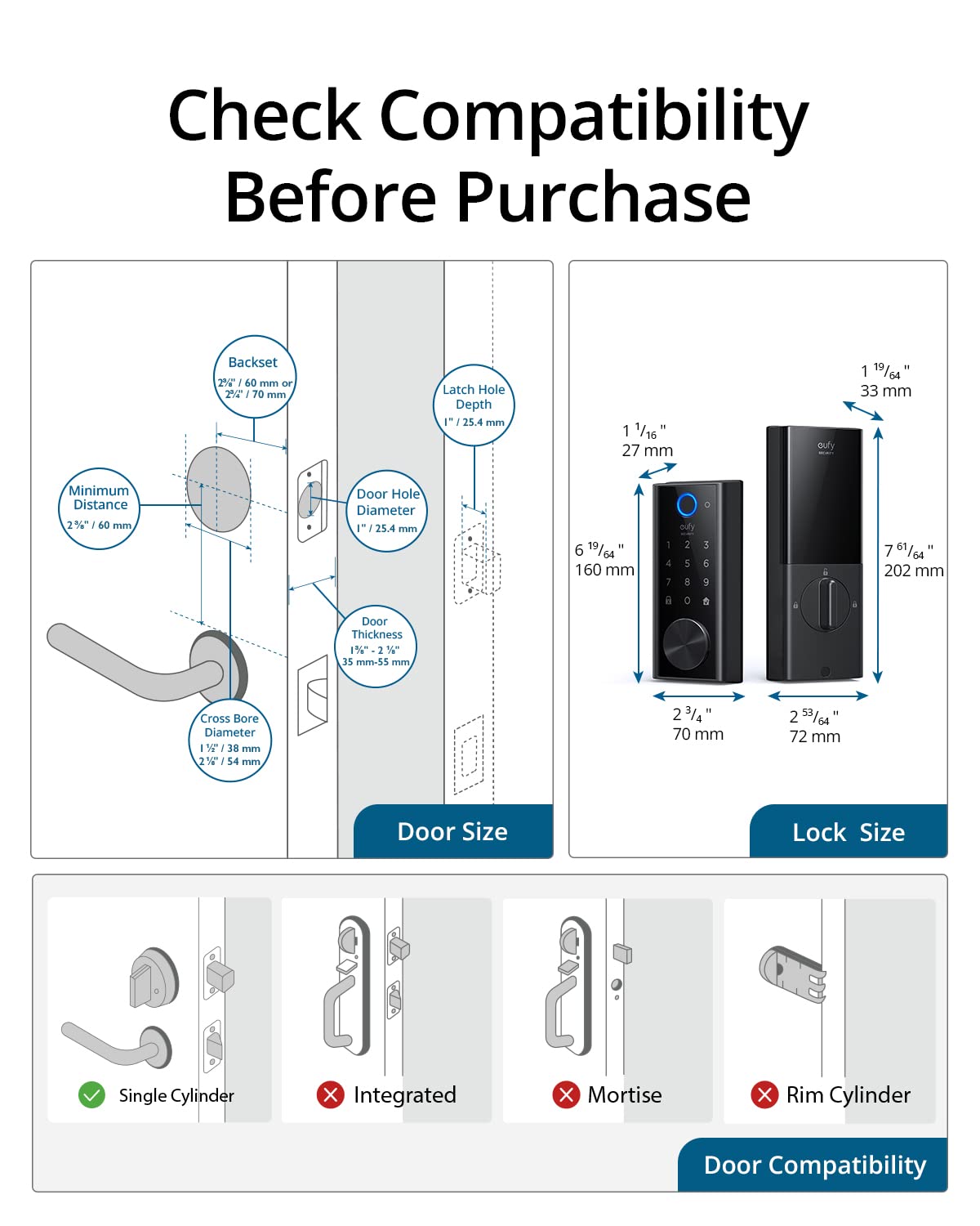 eufy Security S230 Smart Lock Touch & Wi-Fi, Fingerprint Scan, Keyless Entry Door Lock, Smart Built-in Wi-Fi Lock, Bluetooth Electronic Deadbolt, Touchscreen Keypad, BHMA Certified, IP65 Weatherproof