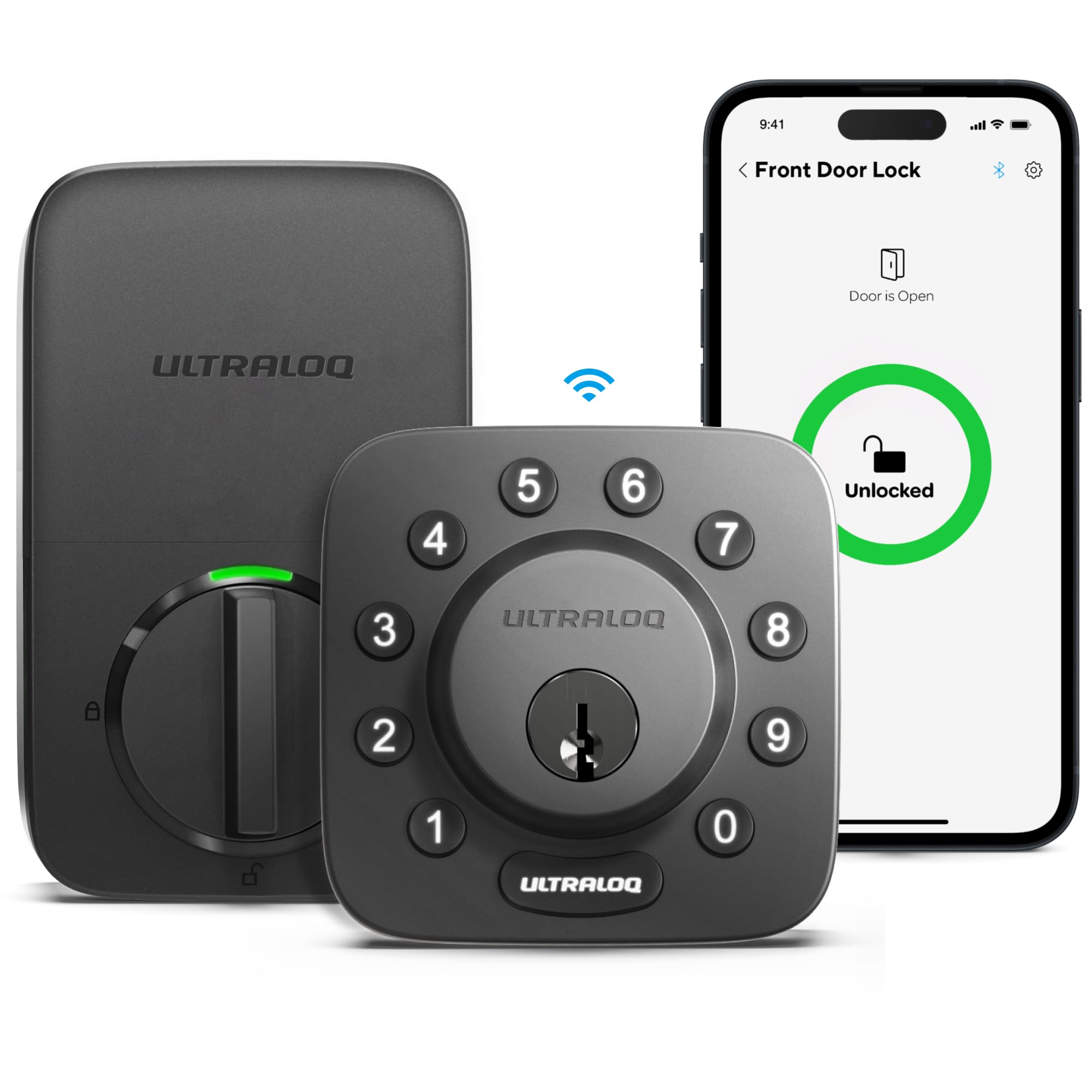 ULTRALOQ U-Bolt Bluetooth Enabled Keypad Smart 5-in-1 Keyless Entry | Smartphone App for iOS and Android | Anti-peep Code | Auto Unlock & Auto Lock | Match Home Aesthetics, Satin Nickel