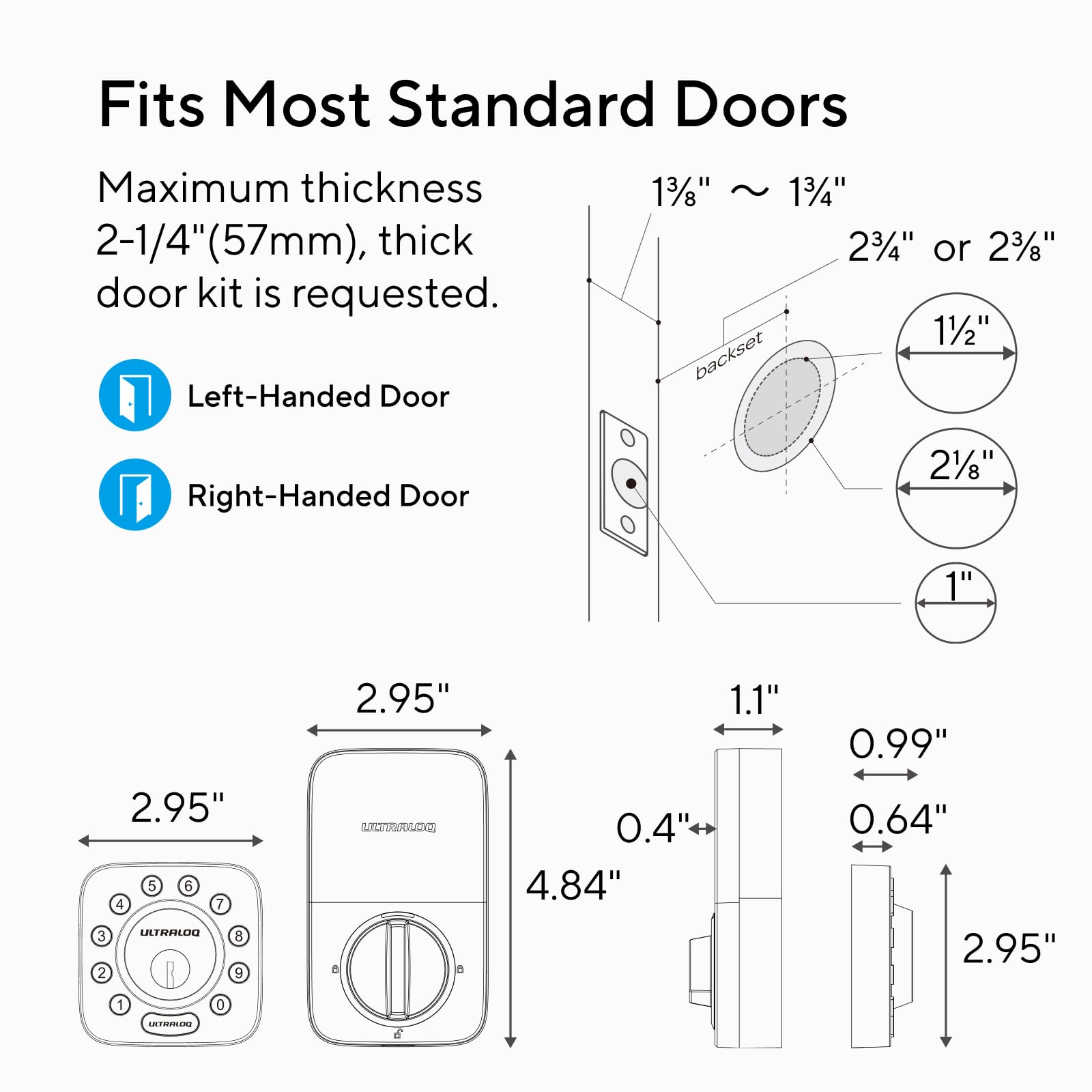 ULTRALOQ U-Bolt Bluetooth Enabled Keypad Smart 5-in-1 Keyless Entry | Smartphone App for iOS and Android | Anti-peep Code | Auto Unlock & Auto Lock | Match Home Aesthetics, Satin Nickel