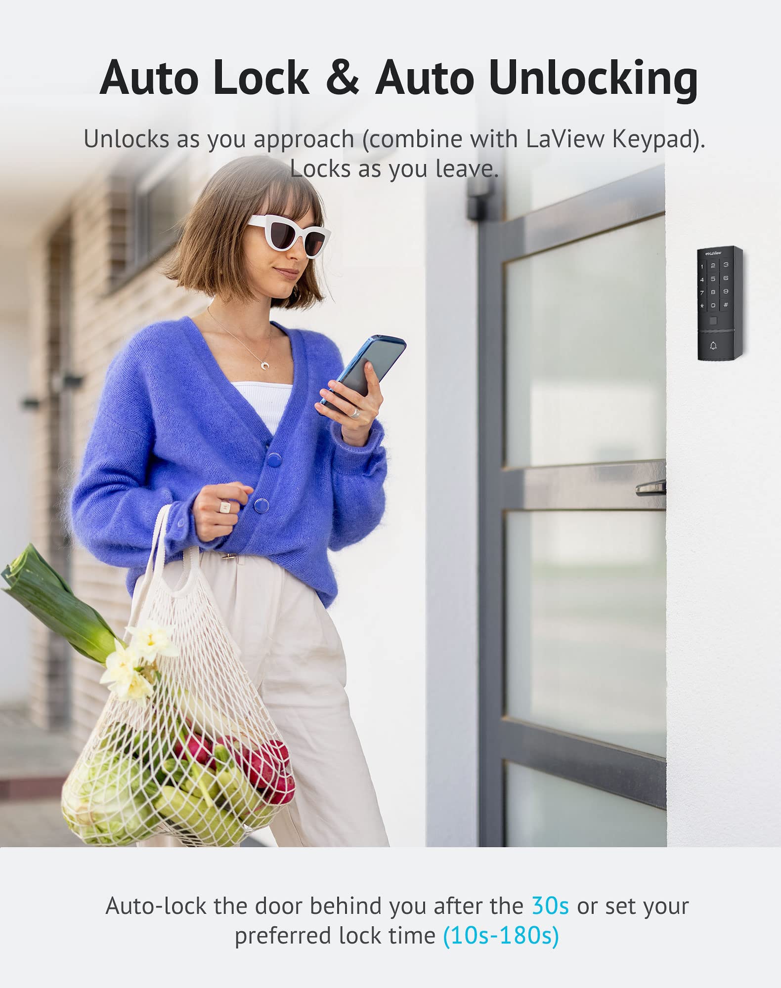 LaView Smart Lock + Connect Wi-Fi Bridge, Enabled Connect WiFi & Bluetooth Smart Door Lock, Wireless & Keyless Entry Door Lock, Fits Your Existing Deadbolt, Compatible with Alexa & Google Assistant