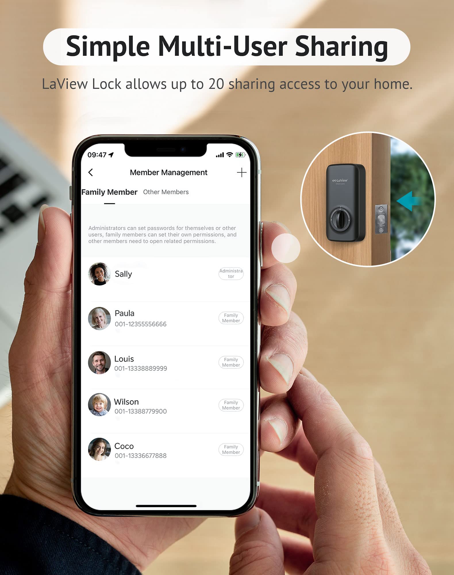 LaView Smart Lock + Connect Wi-Fi Bridge, Enabled Connect WiFi & Bluetooth Smart Door Lock, Wireless & Keyless Entry Door Lock, Fits Your Existing Deadbolt, Compatible with Alexa & Google Assistant