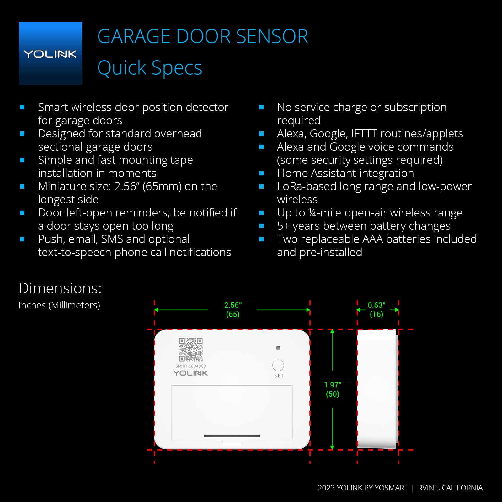 YoLink 1/4 Mile World's Longest Range Smart Wireless Garage Door Opener, App Control, Compatible with Alexa IFTTT, YoLink Hub Required