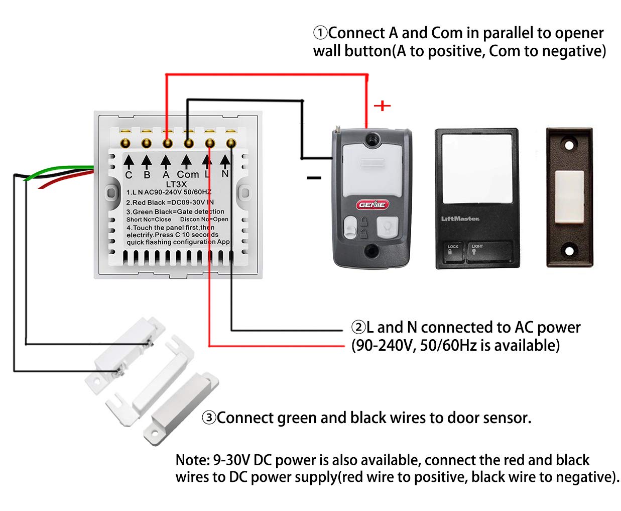 Wireless Garage Door Opener Remote WiFi Switch Universal Controlled by Smartphone for Automatic Gate Opener System (Without Door Sensor)