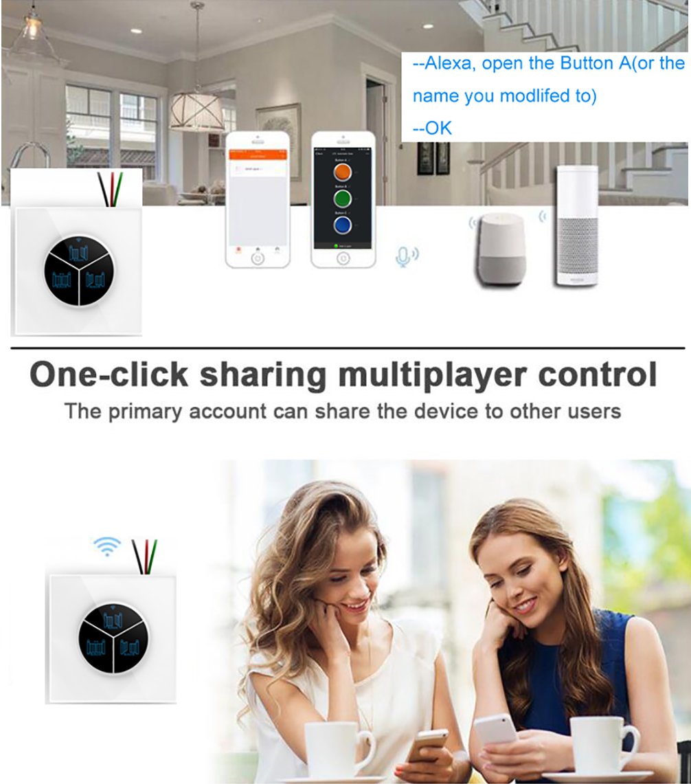 Wireless Garage Door Opener Remote WiFi Switch Universal Controlled by Smartphone for Automatic Gate Opener System (Without Door Sensor)