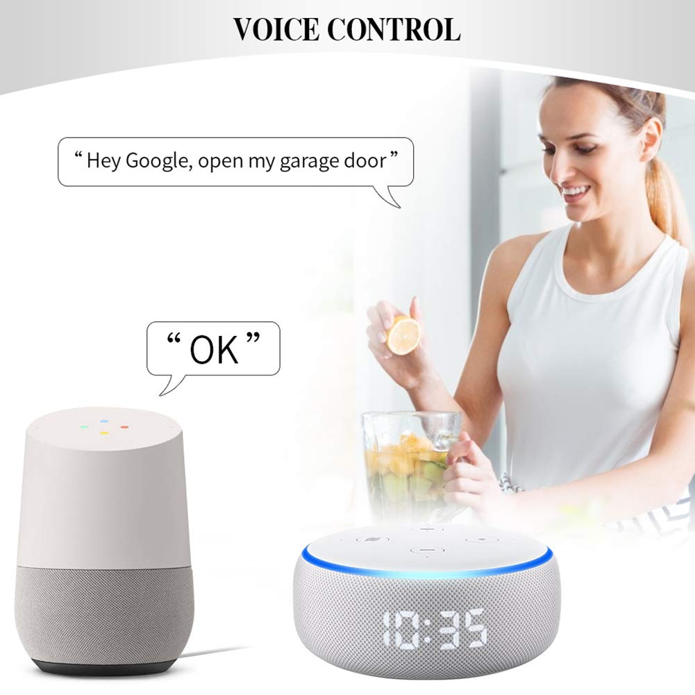 Smart Wi-Fi Garage Door Opener Remote,APP Control, Compatible with Alexa, Google Assistant, Siri, No Hub Required