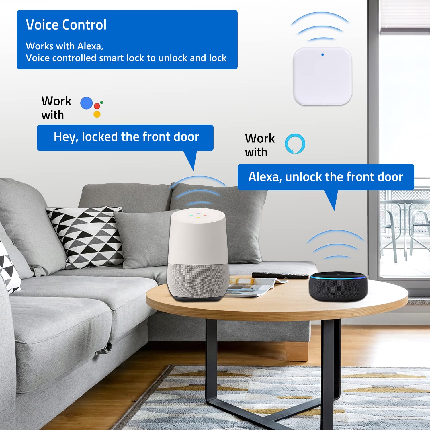 G2 WiFi Gateway for Smart Door Lock, Smart Wi-Fi Gateway with TTLock App Remote Control for Smart Door Deadbolt, Smart Bridging Hub Work with Alexa Google Voice