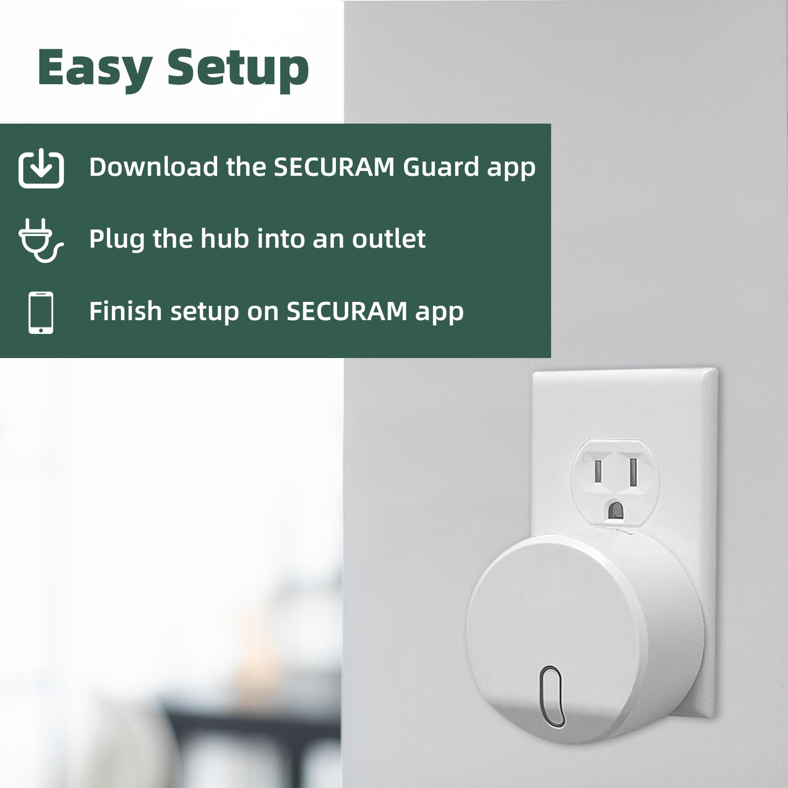 SECURAM Smart Hub, Wi-Fi Bridge for SECURAM Touch Smart Lock Deadbolt with Fingerprint for Remote and Voice Control, Works with iOS and Android