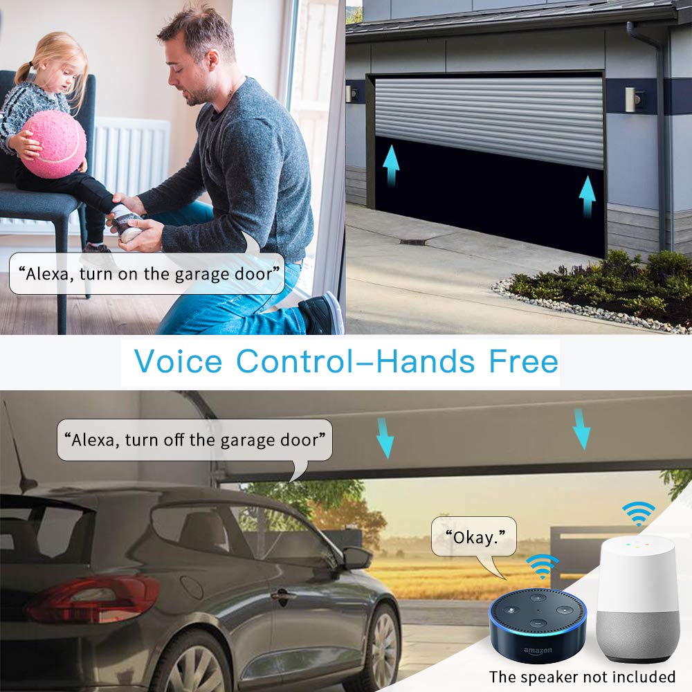 LoraTap Smart WiFi Garage Door Opener Controller, Wireless Remote Control Switch Timer Open/Close Monitor, Smart Life App Control, Voice Control, Works with Alexa and Google Home, No Hub Required