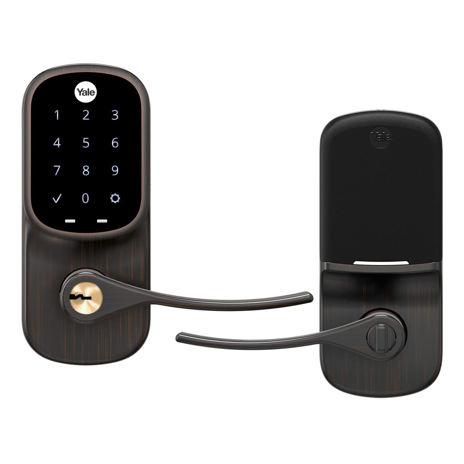 Yale Assure Lever, Wi-Fi Smart Door Lever (for doors with no deadbolt) - Works with Yale Access App, Amazon Alexa, Google Assistant, HomeKit, Phillips Hue and Samsung SmartThings, Bronze