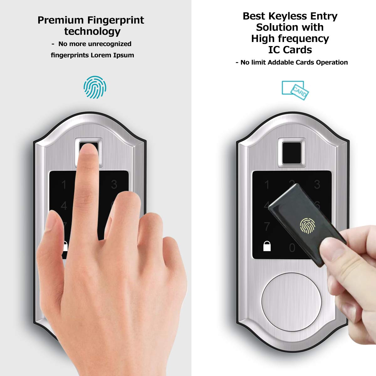 Narpult Fingerprint Smart Lock, Keyless Entry Door Lock, Electronic Deadbolt Door Lock, Bluetooth Keypad Digital Lock - App Control, Biometric, Fobs, Passcodes and Keys. - Satin Nickel