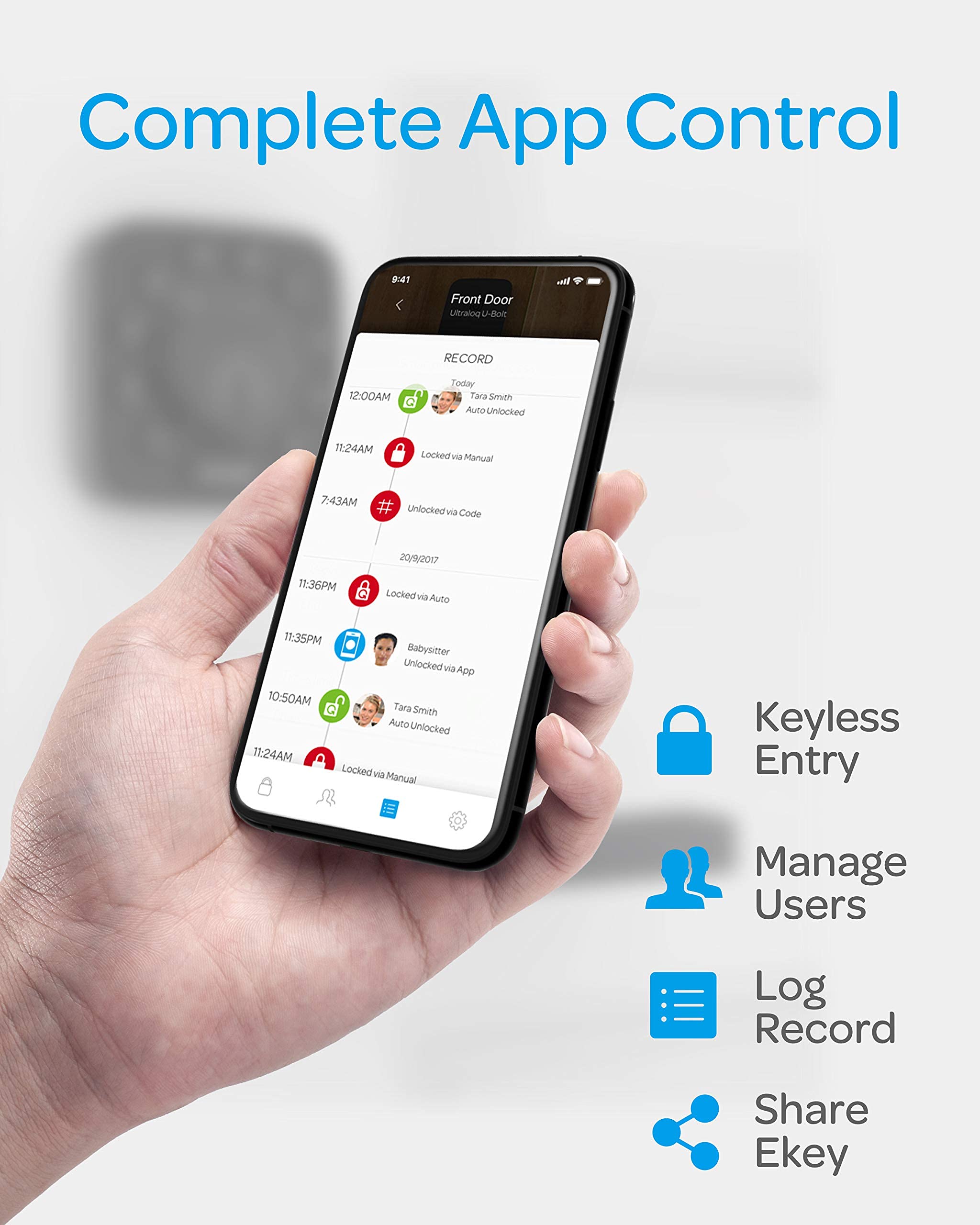 ULTRALOQ U-Bolt Smart Door Lock Black with Bridge WiFi Adaptor and AA Ultra Lithium Battery (Pack of 8), 5-in-1 Keyless Entry Door Lock with WiFi, Bluetooth and Keypad