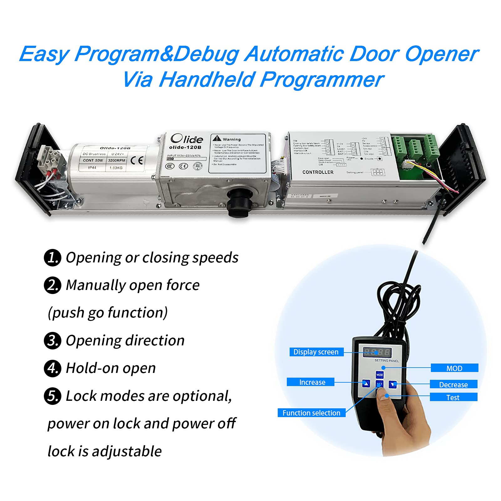Olideauto Automatically Door Closer with Wireless Remote Control,WiFi Access Control Automatic Door Opening System,Compatible with Alexa,Google Home,Smartphone App