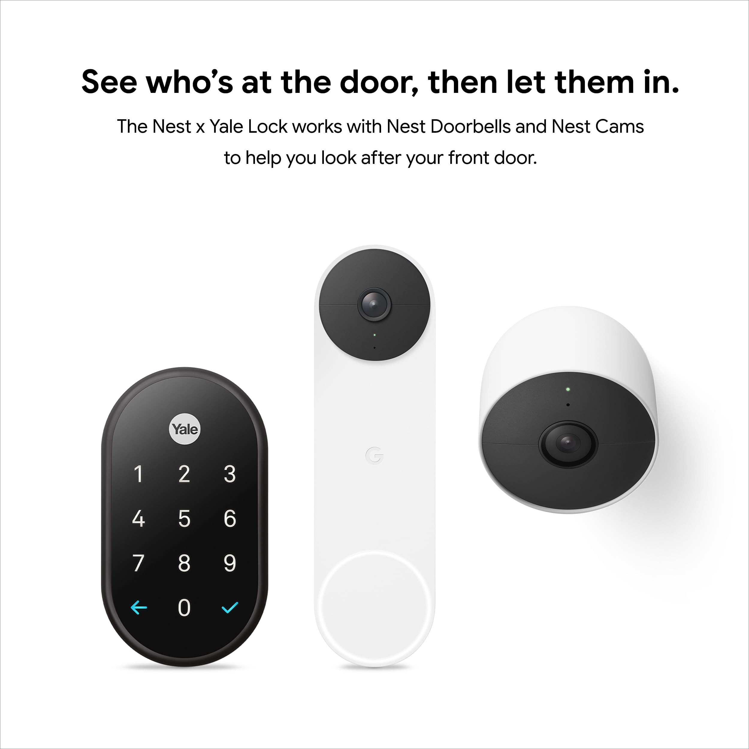 Google Nest x Yale Lock - Tamper Proof Smart Lock for Keyless Entry - Keypad Deadbolt Lock for Front Door - Works with Nest Secure Alarm System - Black Suede