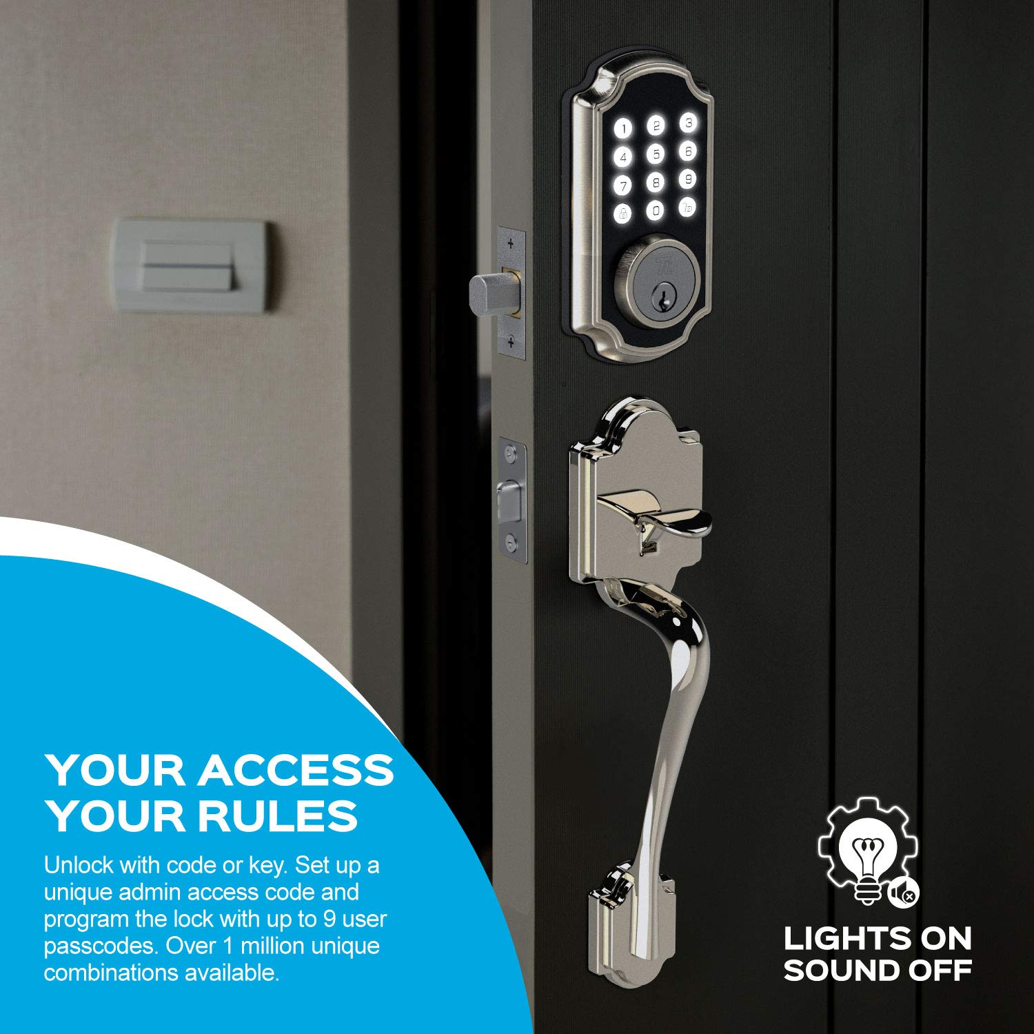 TURBOLOCK Digital Door Lock with Keypad, Front Door Handle Set with Digital Deadbolt & Door Handle, Fits Thicker Doors up to 2β β 3 Physical Keys, IP65, Easy Installation (TL116 + TL121) (Bronze)