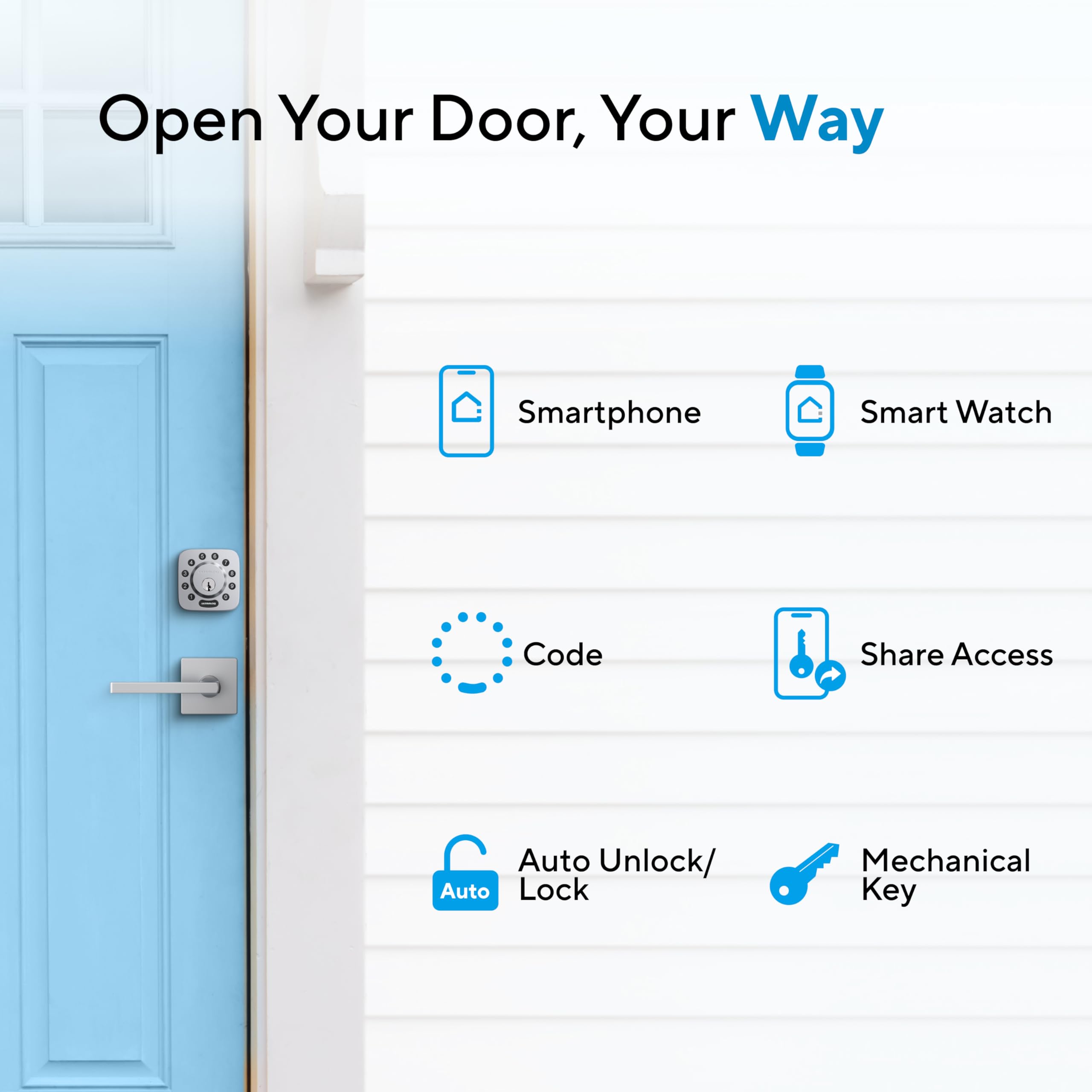 ULTRALOQ U-Bolt Smart Lock with Bridge WiFi Adaptor, 5-in-1 Keyless Entry Door Lock with WiFi, Bluetooth and Keypad, Smart Door Lock Front Door- Satin Nickel