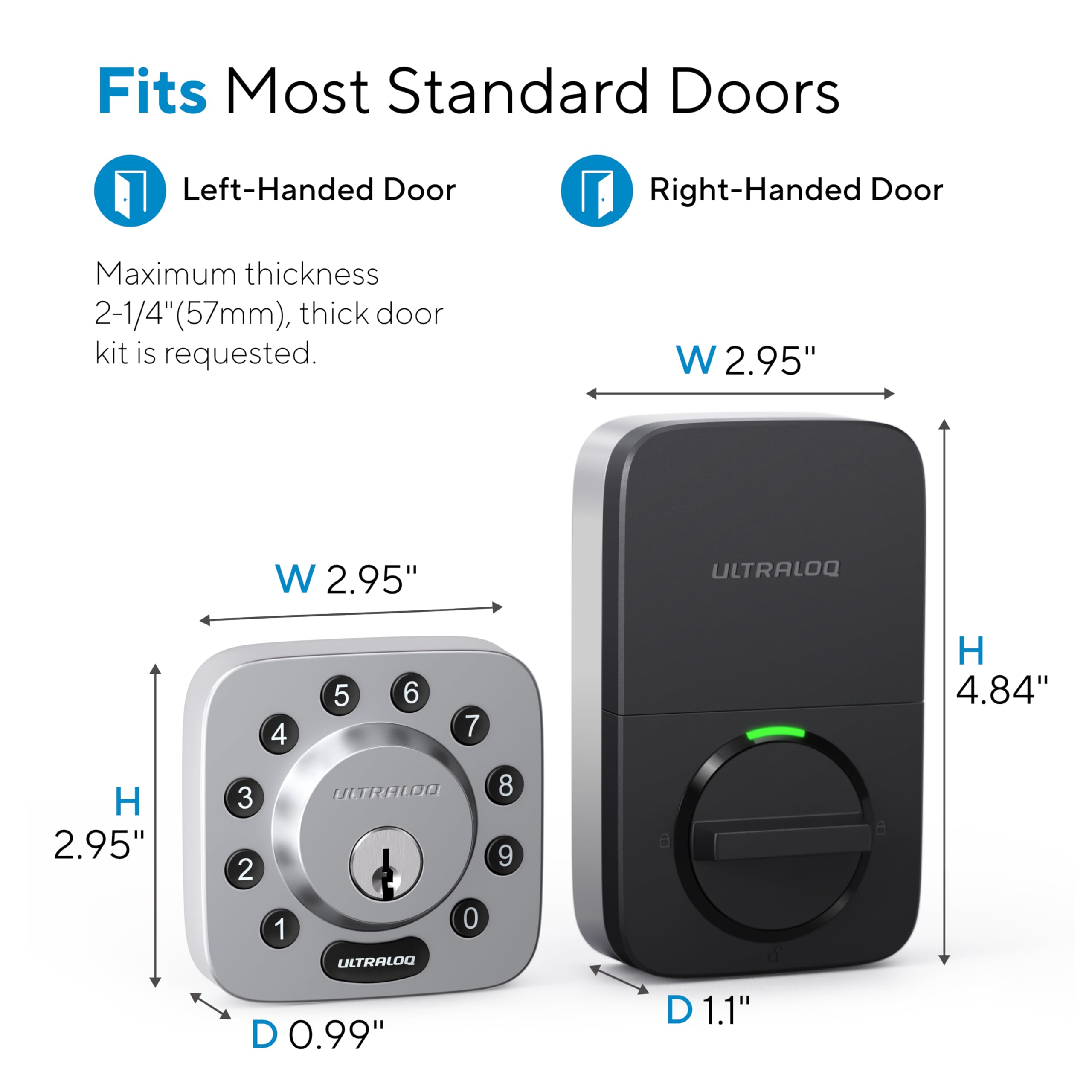 ULTRALOQ U-Bolt Smart Lock with Bridge WiFi Adaptor, 5-in-1 Keyless Entry Door Lock with WiFi, Bluetooth and Keypad, Smart Door Lock Front Door- Satin Nickel