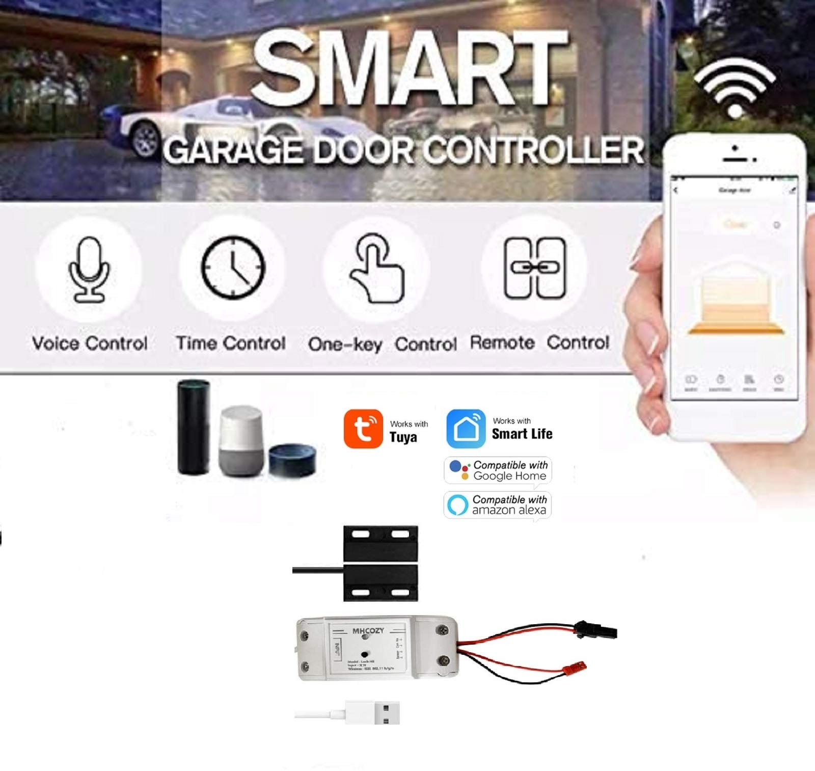 MHCOZY WiFi Wireless Smart Switch Relay Module for Smart Home 5V 5V/12V,Ba Applied to Access Control, Turn on PC, Garage Door (Smart Life app WiFi Garage Door Opener)