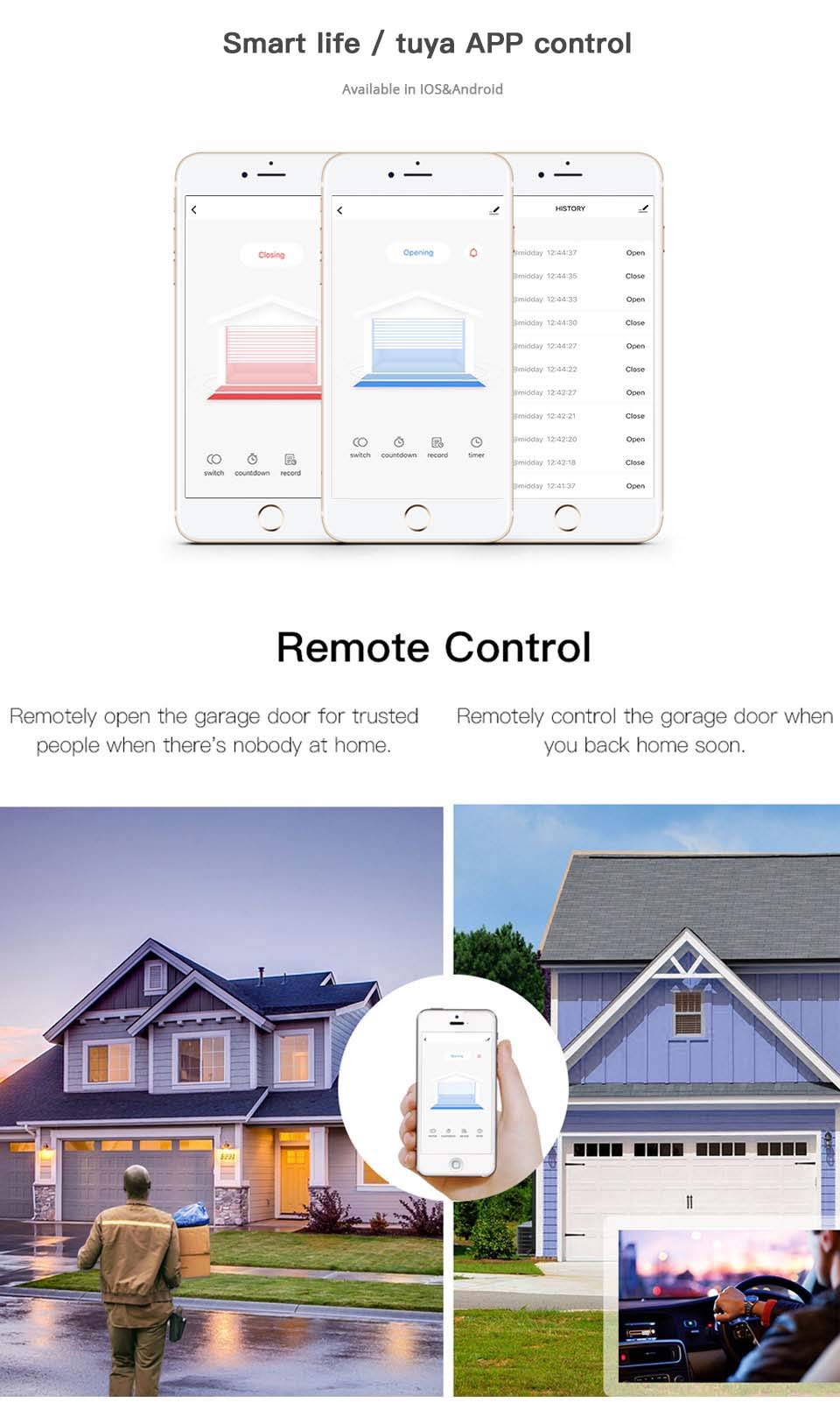 MHCOZY WiFi Wireless Smart Switch Relay Module for Smart Home 5V 5V/12V,Ba Applied to Access Control, Turn on PC, Garage Door (Smart Life app WiFi Garage Door Opener)