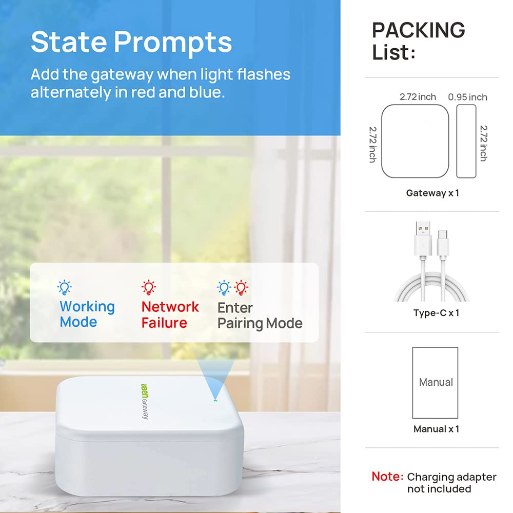 Bben Smart Door Lock WiFi Gateway, Bluetooth Keyless Entry Keypad Smart Deadbolt Wi-Fi Bridge, TTLock Smart Deadbolt WiFi Hub Work with Alexa, G2 Gateway, G2 Hub with Alexa