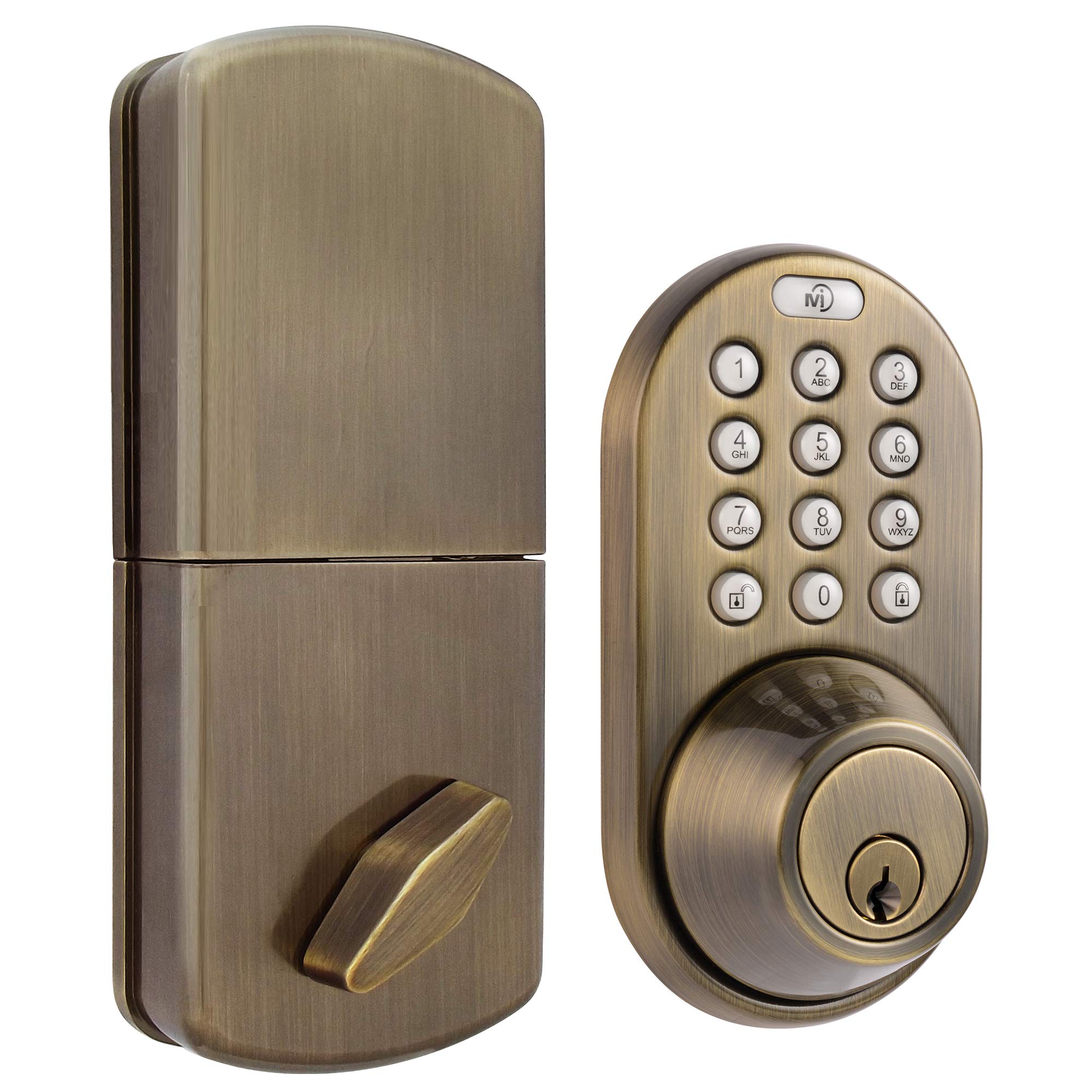 MiLocks XF-02AQ Digital Deadbolt Door Lock with Keyless Entry via Remote Control and Keypad Code for Exterior Doors