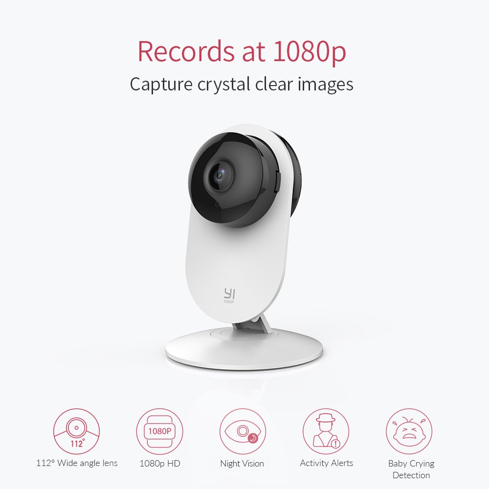 YI Home Security Camera, 1080p 2.4G WiFi IP Indoor Surveillance Camera with Night Vision, Motion Detection, Phone App, Pet Cat Dog Cam Works with Alexa and Google Assistance