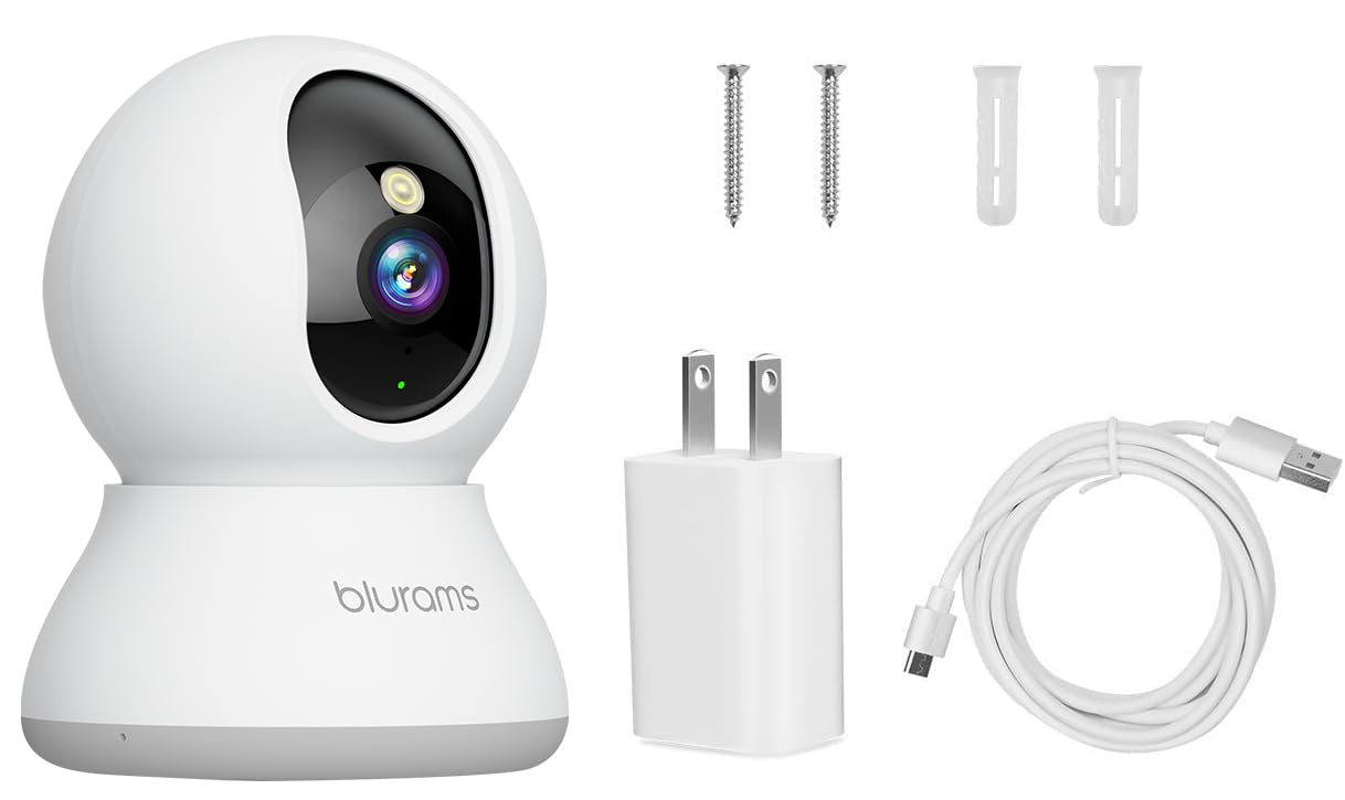 blurams Security Camera, 2K Indoor Camera 360-degree Pet Camera for Home Security w/ Motion Tracking, Phone App, 2-Way Audio, IR Night Vision, Siren, Works with Alexa & Google Assistant