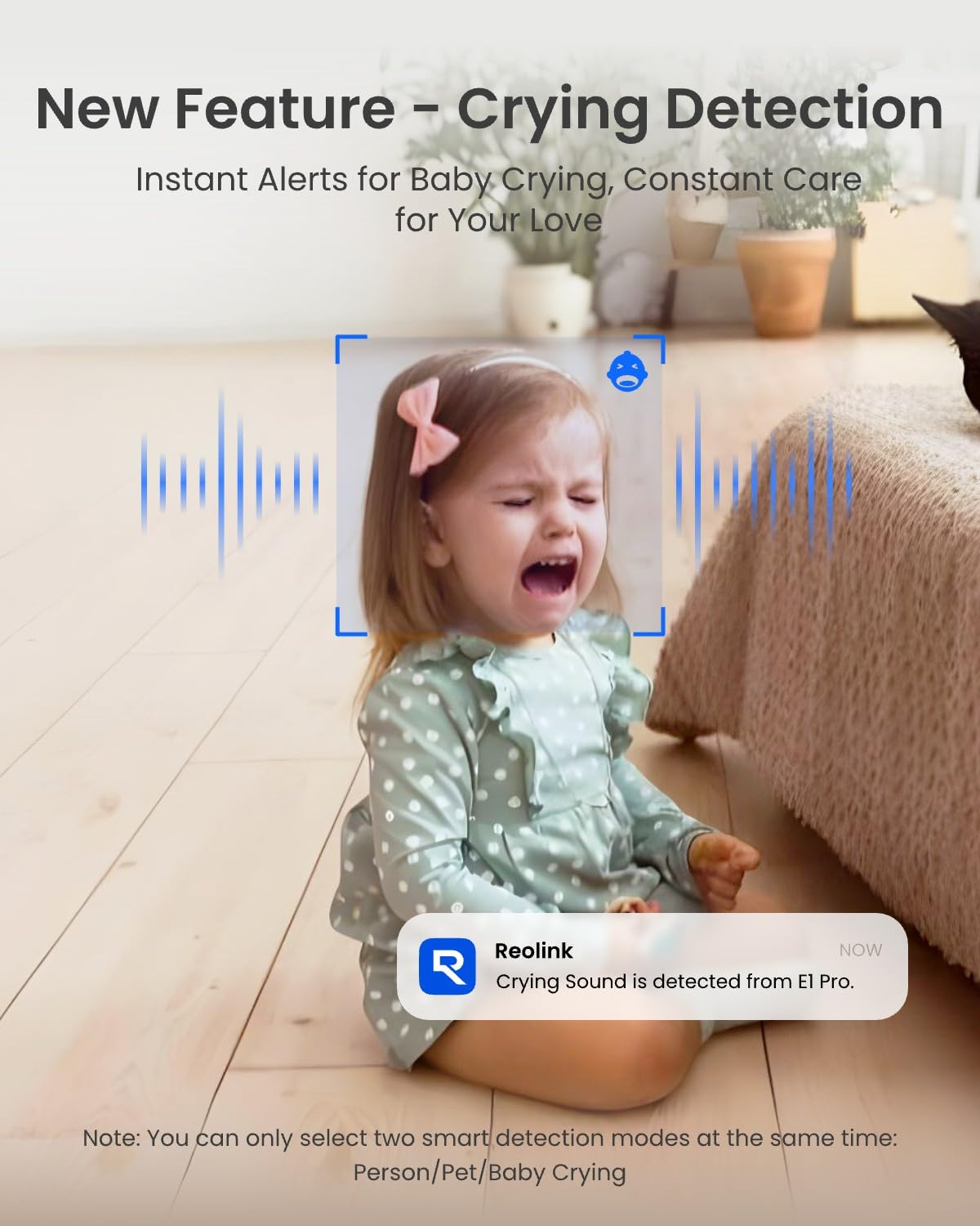 REOLINK E1 Pro 4MP HD Plug-in Home Security Indoor Camera with 2.4/5 GHz Wi-Fi, Auto Tracking, Smart Person/Pet Detection, Multiple Storage Options, Ideal for Baby Monitor/ Pet Camera/Elderly