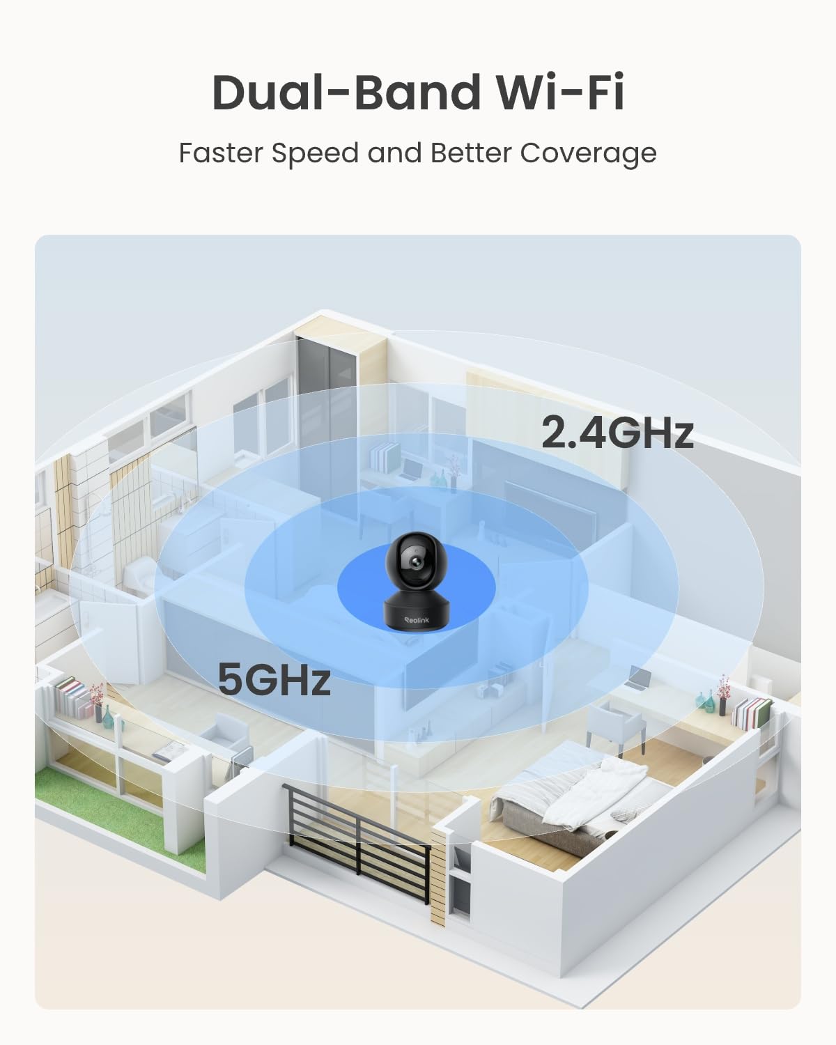 REOLINK E1 Pro 4MP HD Plug-in Home Security Indoor Camera with 2.4/5 GHz Wi-Fi, Auto Tracking, Smart Person/Pet Detection, Multiple Storage Options, Ideal for Baby Monitor/ Pet Camera/Elderly