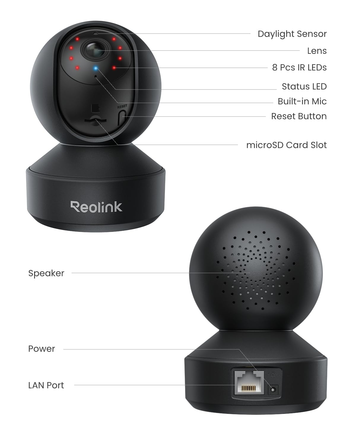 REOLINK E1 Pro 4MP HD Plug-in Home Security Indoor Camera with 2.4/5 GHz Wi-Fi, Auto Tracking, Smart Person/Pet Detection, Multiple Storage Options, Ideal for Baby Monitor/ Pet Camera/Elderly