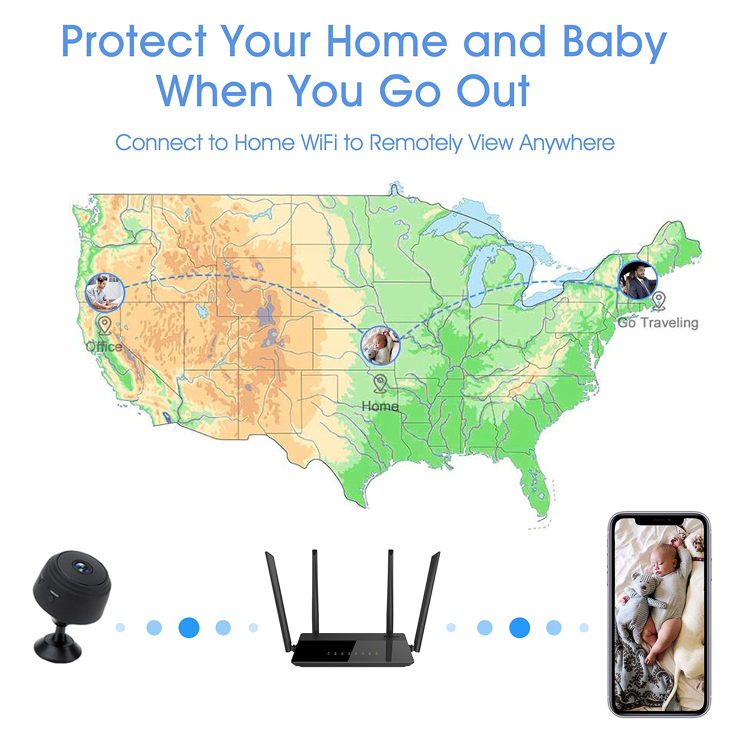 X W EI UNION Mini Spy Camera Hidden Camera Video Recording with Auido, Night Vision Motion Detection, 1080P Home Security Camera Nanny Cam Pet Camera Baby Camera