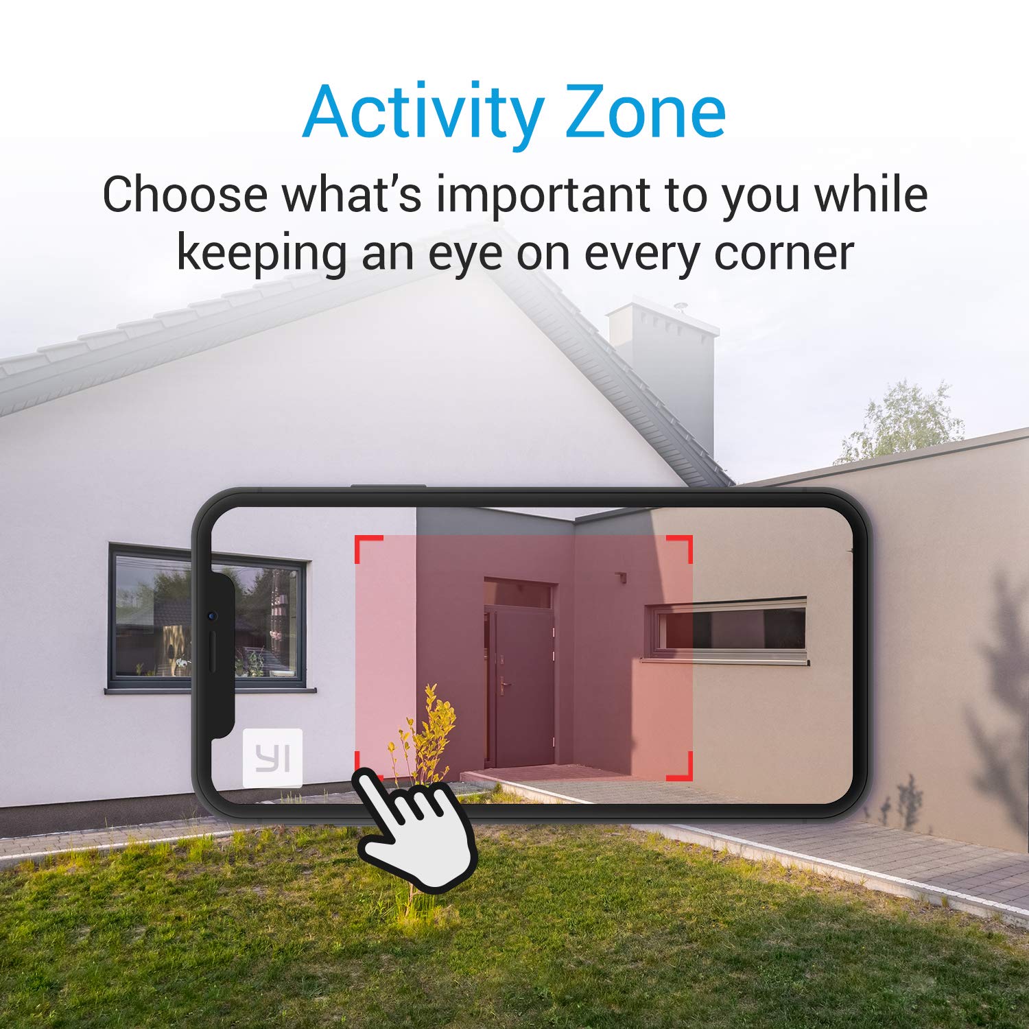 YI Security Camera Outdoor, 1080p Outside Surveillance Front Door IP Smart Cam with Waterproof, WiFi, Cloud, Night Vision, Motion Detection Sensor, Smartphone App, Works with Alexa