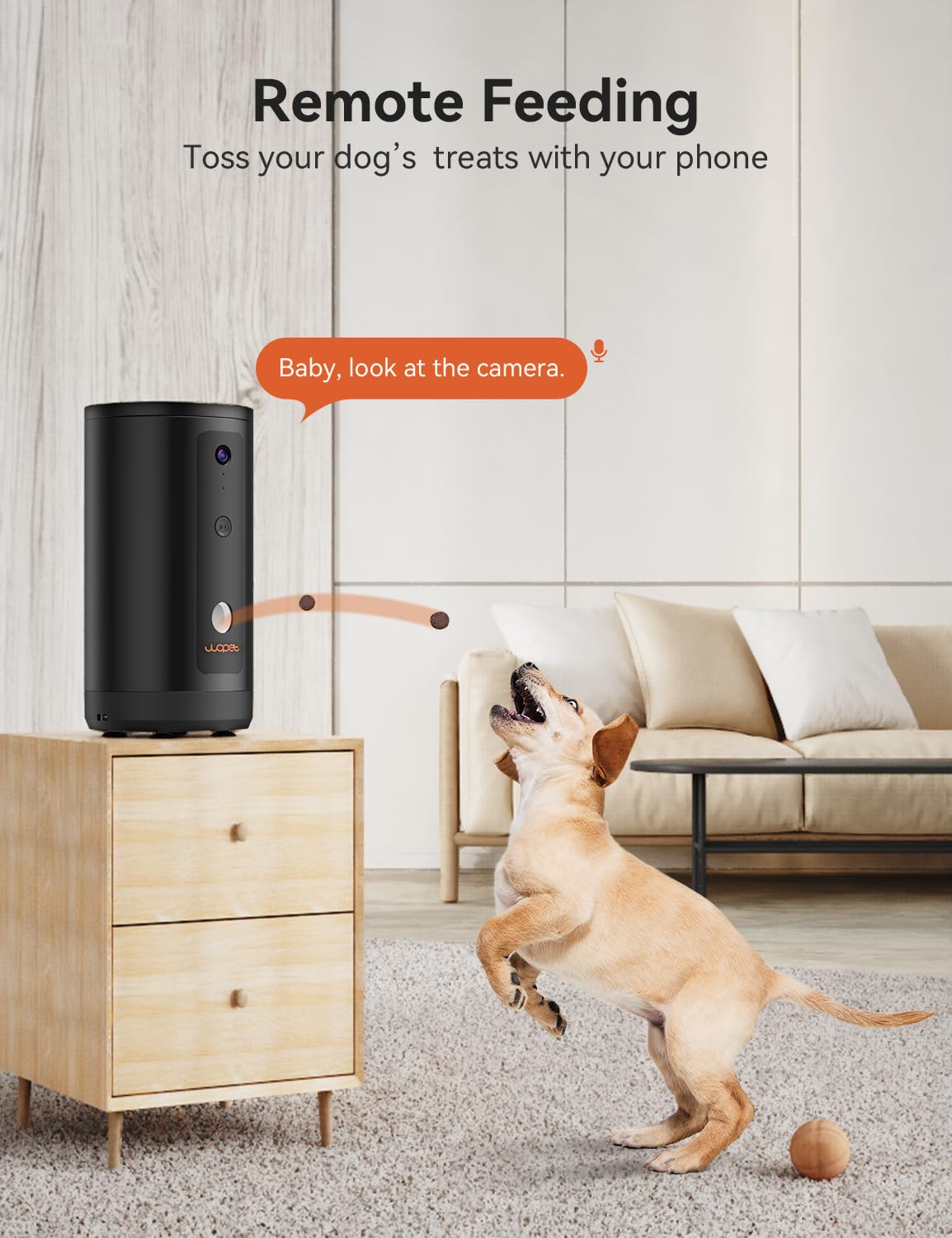 WOPET Smart Pet Camera:Dog Treat Dispenser, Full HD WiFi with Night Vision for Pet Viewing,Two Way Audio Communication Designed for Dogs and Cats,Monitor Your Pet Remotely