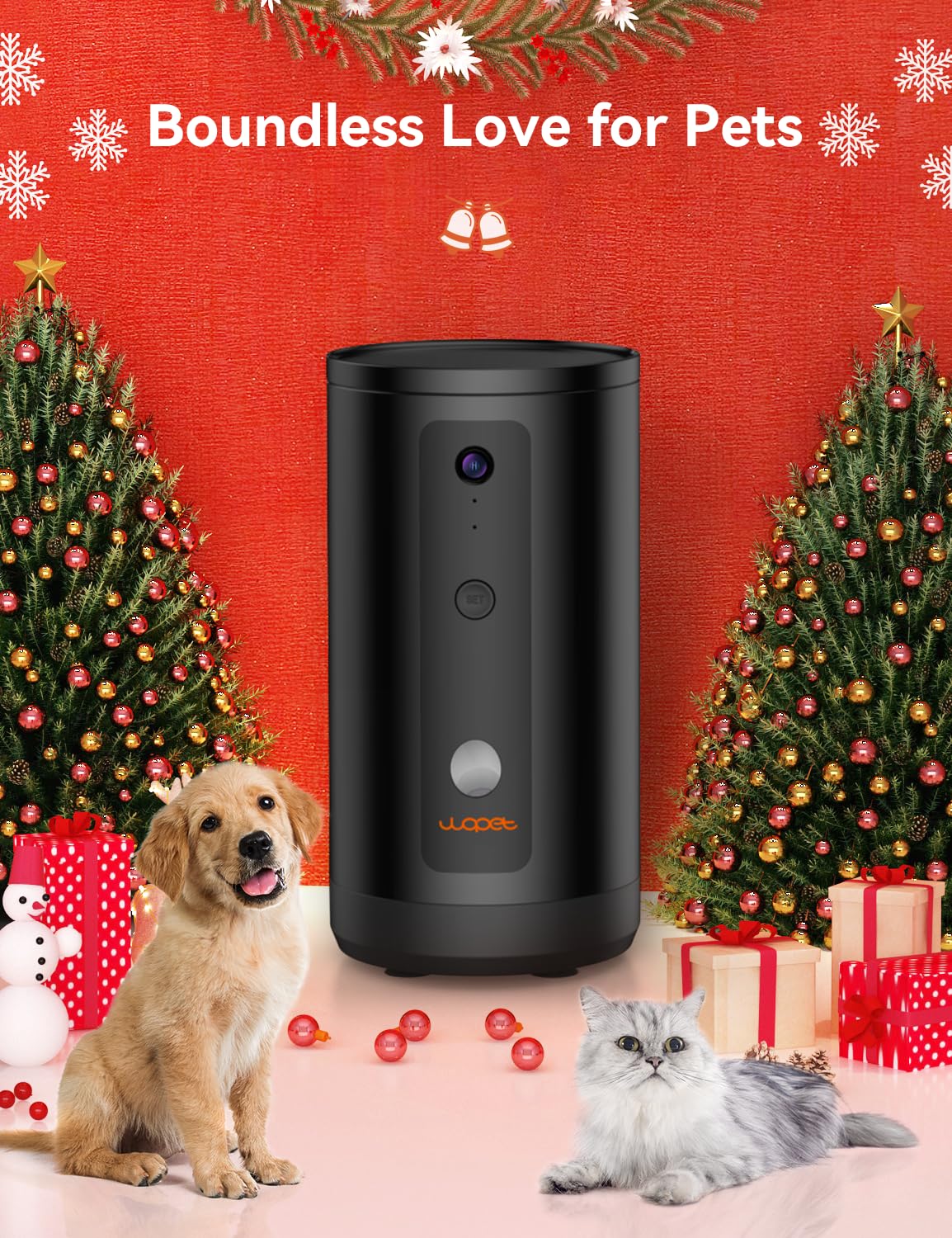 WOPET Smart Pet Camera:Dog Treat Dispenser, Full HD WiFi with Night Vision for Pet Viewing,Two Way Audio Communication Designed for Dogs and Cats,Monitor Your Pet Remotely