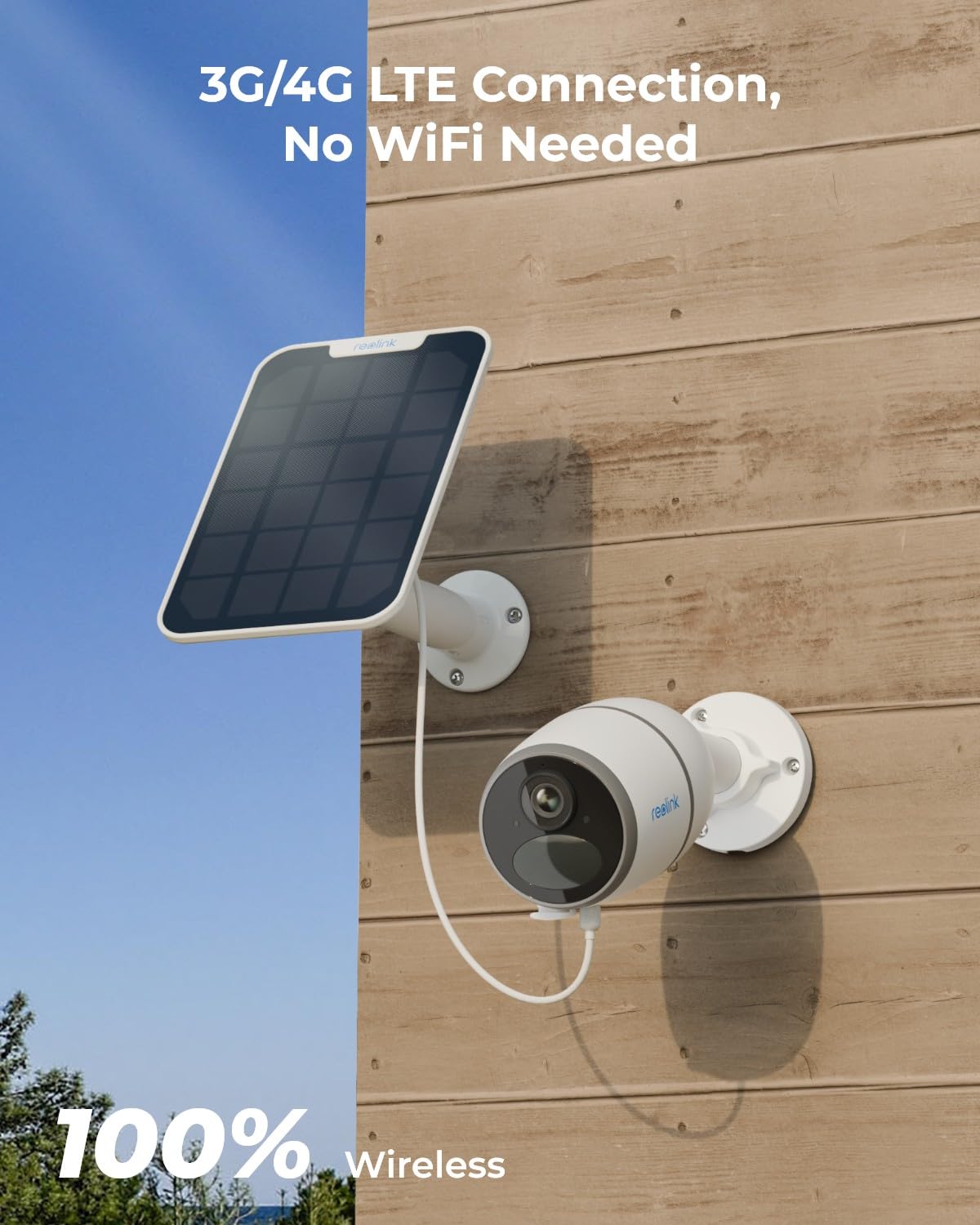 REOLINK 4G LTE Cellular Security Camera Outdoor, Wireless Solar Powered Rechargeable Battery, 4MP Night Vision, Smart Person/Vehicle Detection, Time Lapse, No WiFi Needed, Go Plus with Solar Panel