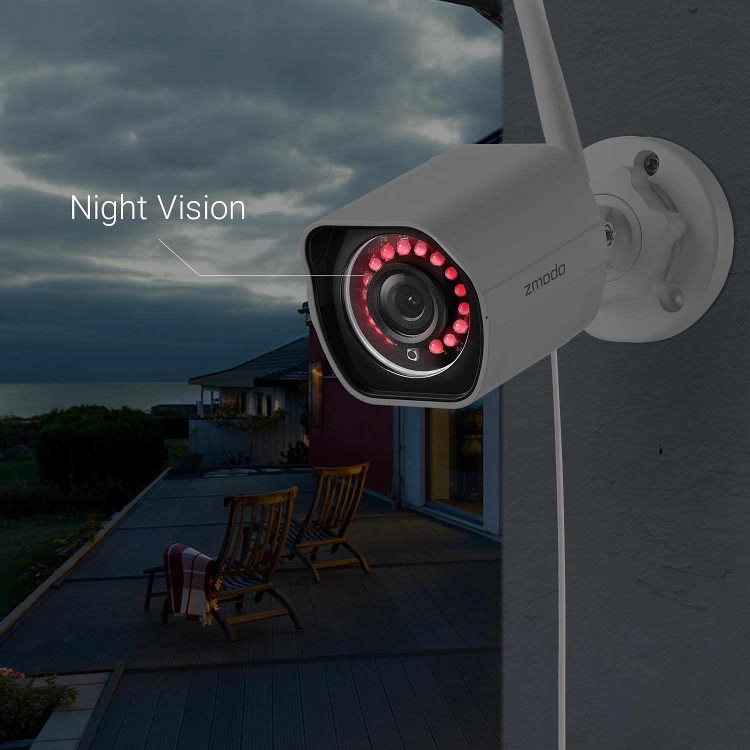 Zmodo 1080p Full HD Wireless Security Camera System, 4 Pack Smart Home Indoor Outdoor WiFi IP Cameras with Night Vision, Compatible with Alexa