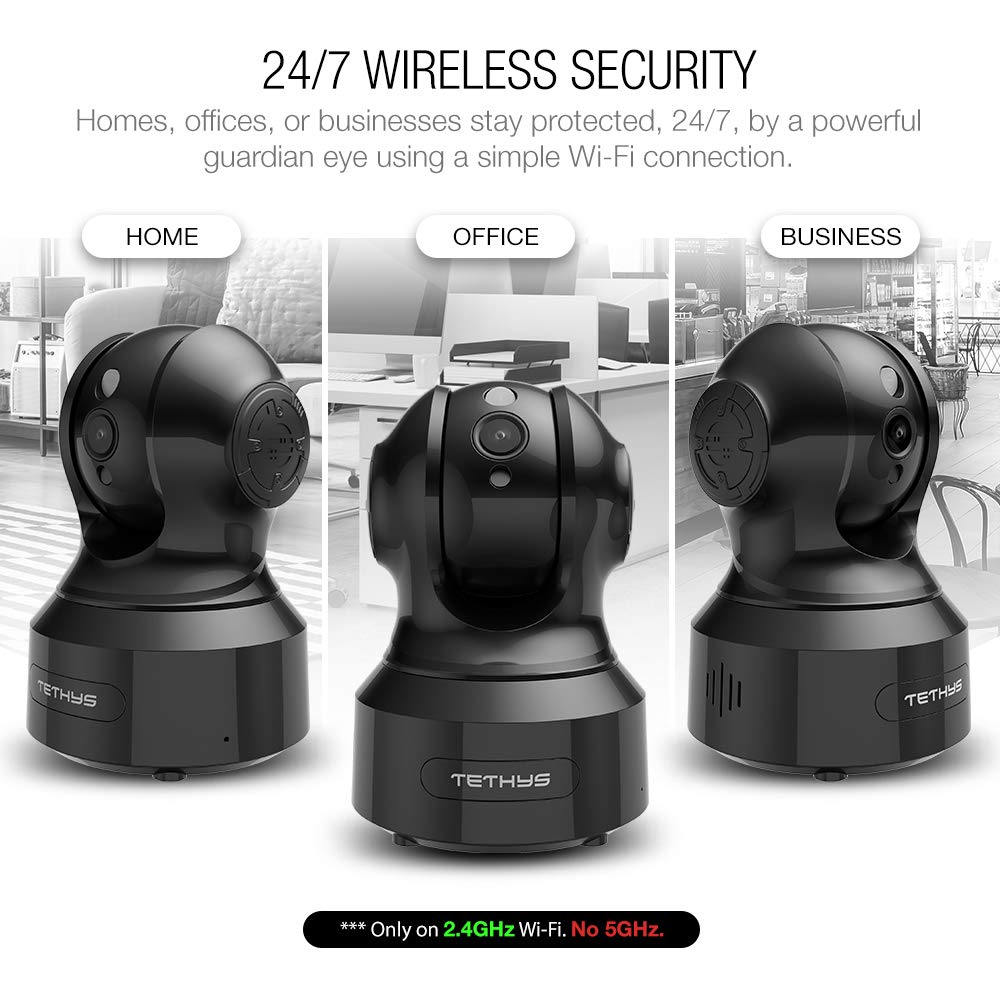 TETHYS Wireless Security Camera 1080P Indoor [Work with Alexa] Pan/Tilt WiFi Smart IP Camera Dome Surveillance System w/Night Vision,Motion Detection,2-Way Audio,Cloud for Home,Business, Baby Monitor