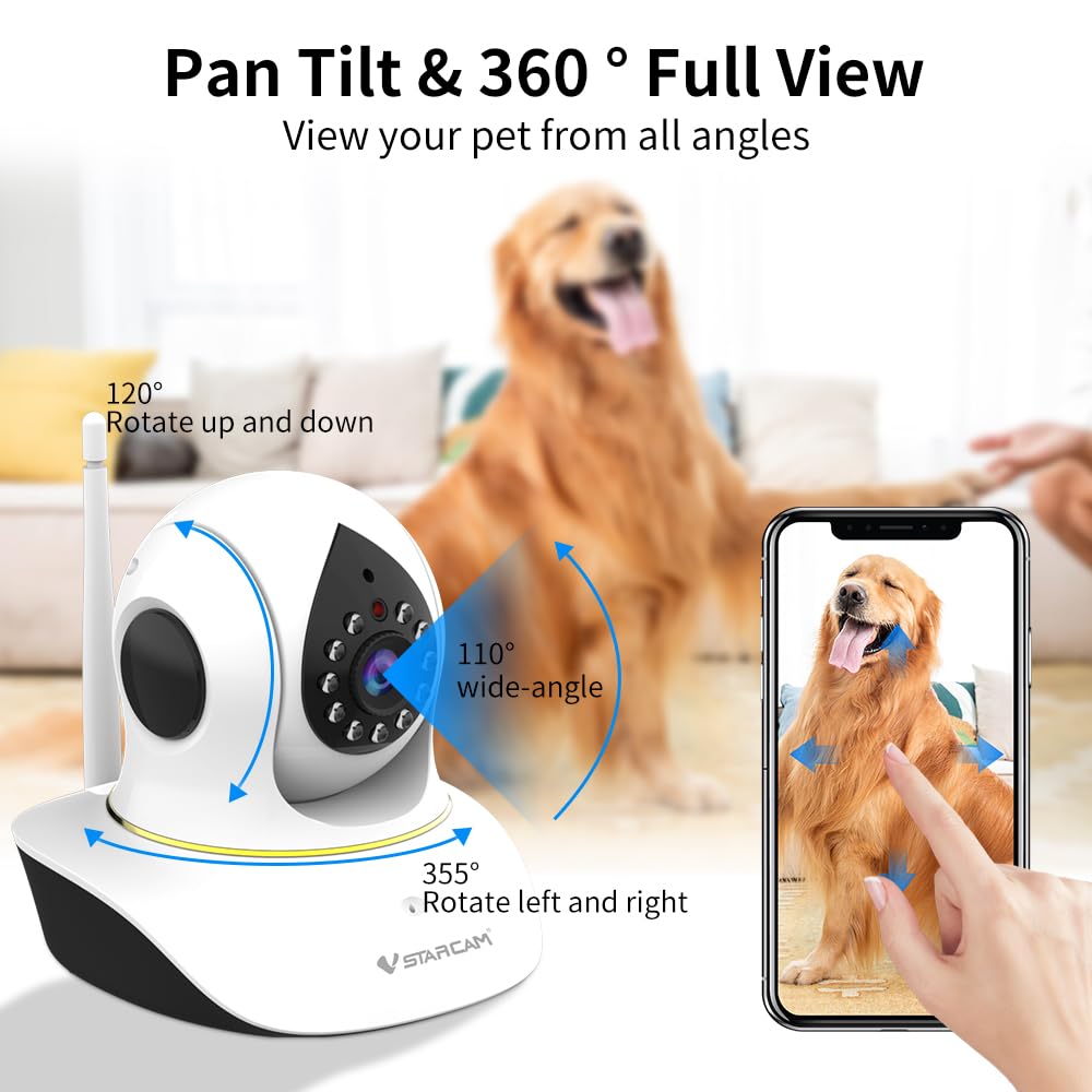 VSTARCAM Pet Camera, Cat Camera with Laser Wireless Dog Camera 1080P Cat Toys, Night Vision Sound Motion Alerts, APP Remote Control Home Security Camera for Pet &Baby