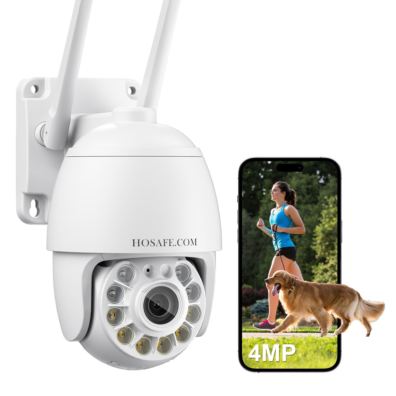 Security Camera Outdoor, Hosafe WiFi IP Camera Home Security System, Floodlight AI Motion Detection, Pan Tilt Auto Tracking, Two Way Audio, Color Night Vision, Waterproof Video Surveillance Camera