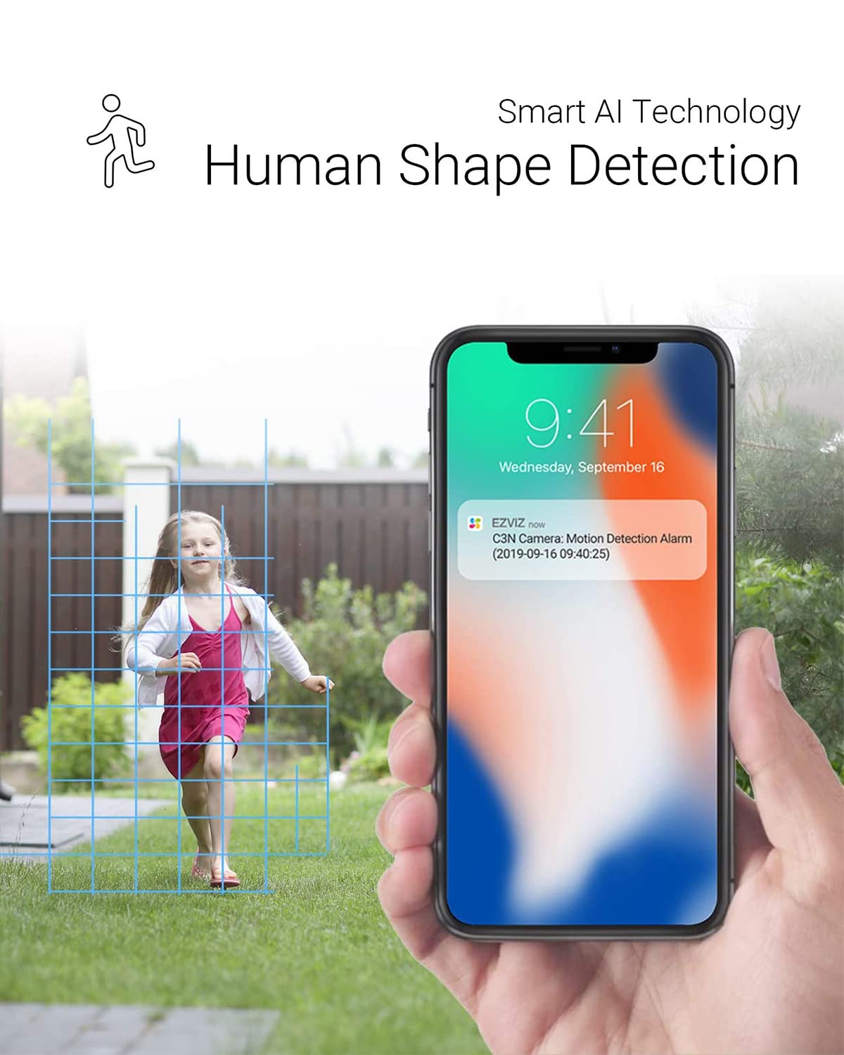 EZVIZ Outdoor Security Camera Color Night Vision, 1080P AI-Powered Person Detection, H.265, IP67 Waterproof, Customizable Detection Zones, 2.4GHz WiFi Supports MicroSD Card up to 256GB(C3N)
