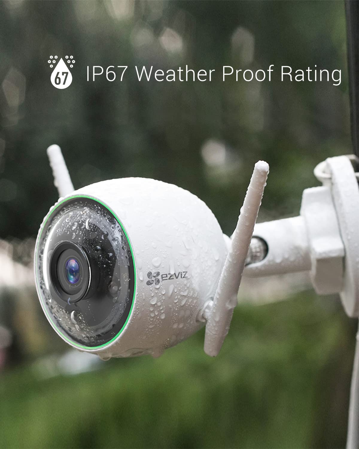 EZVIZ Outdoor Security Camera Color Night Vision, 1080P AI-Powered Person Detection, H.265, IP67 Waterproof, Customizable Detection Zones, 2.4GHz WiFi Supports MicroSD Card up to 256GB(C3N)