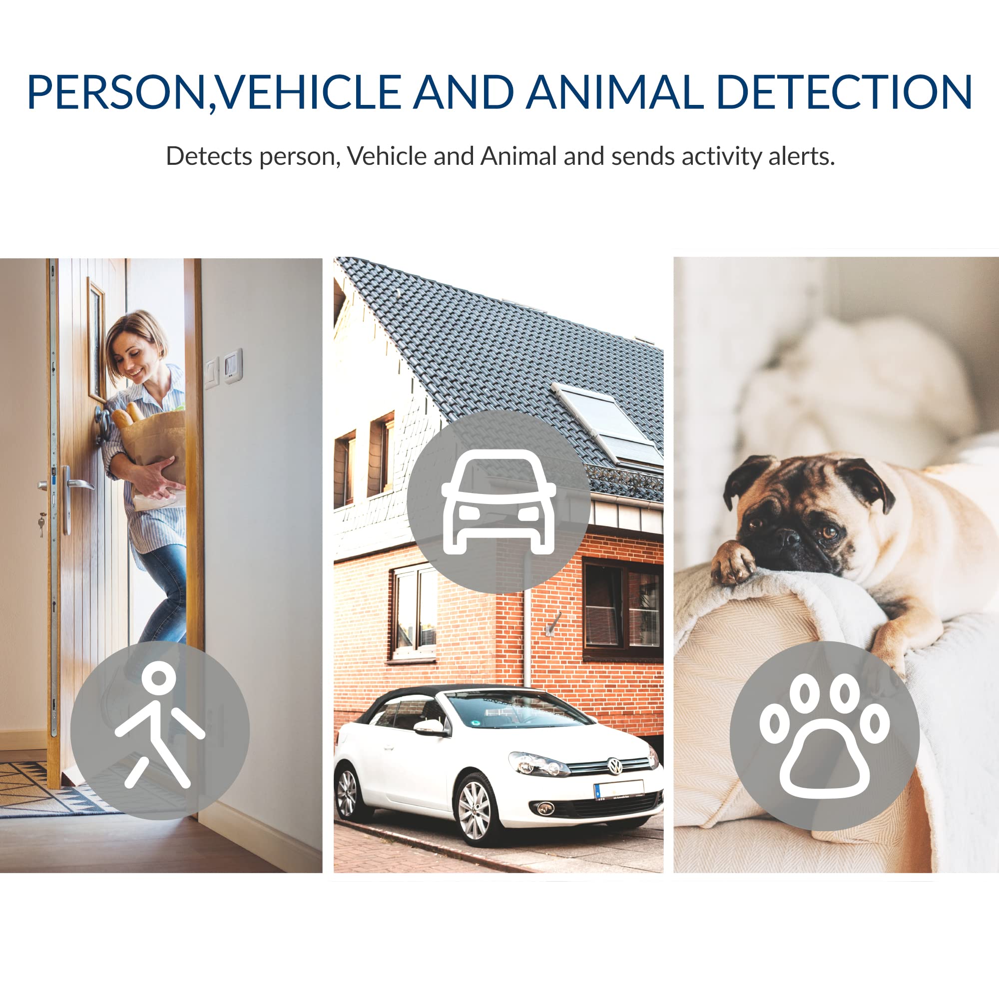 Kami by YI 4pc 1080p Cameras For Home Security with Human Detection, Activity Zone, Seamless Footage Playback with Phone APP - Compatible with Alexa and Google Assistant