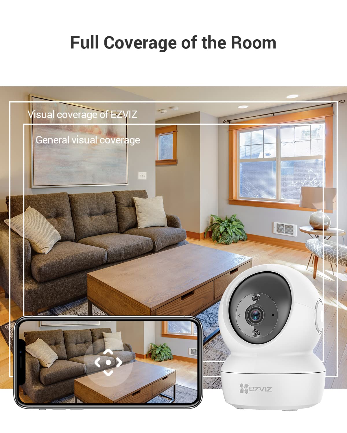EZVIZ Security Camera Pan/Tilt 1080P Indoor Dome, Smart IR Night Vision, Motion Detection, Auto Tracking, Baby/Pet Monitor, 2-Way Audio, Works with Alexa and Google(C6N)