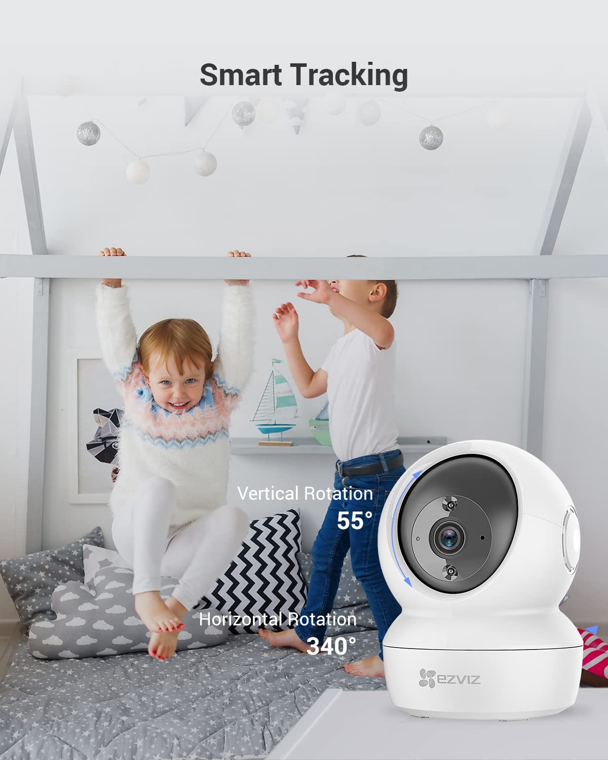 EZVIZ Security Camera Pan/Tilt 1080P Indoor Dome, Smart IR Night Vision, Motion Detection, Auto Tracking, Baby/Pet Monitor, 2-Way Audio, Works with Alexa and Google(C6N)