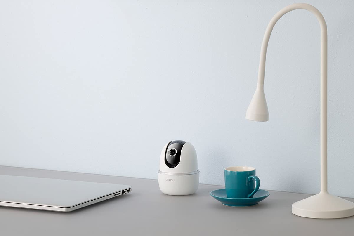 Lorex Pan & Tilt Indoor Security Camera, Wireless 2K WiFi Camera with Person Detection, Two-Way Talk and Smart Home Compatibility, 16GB MicroSD, 1 Camera