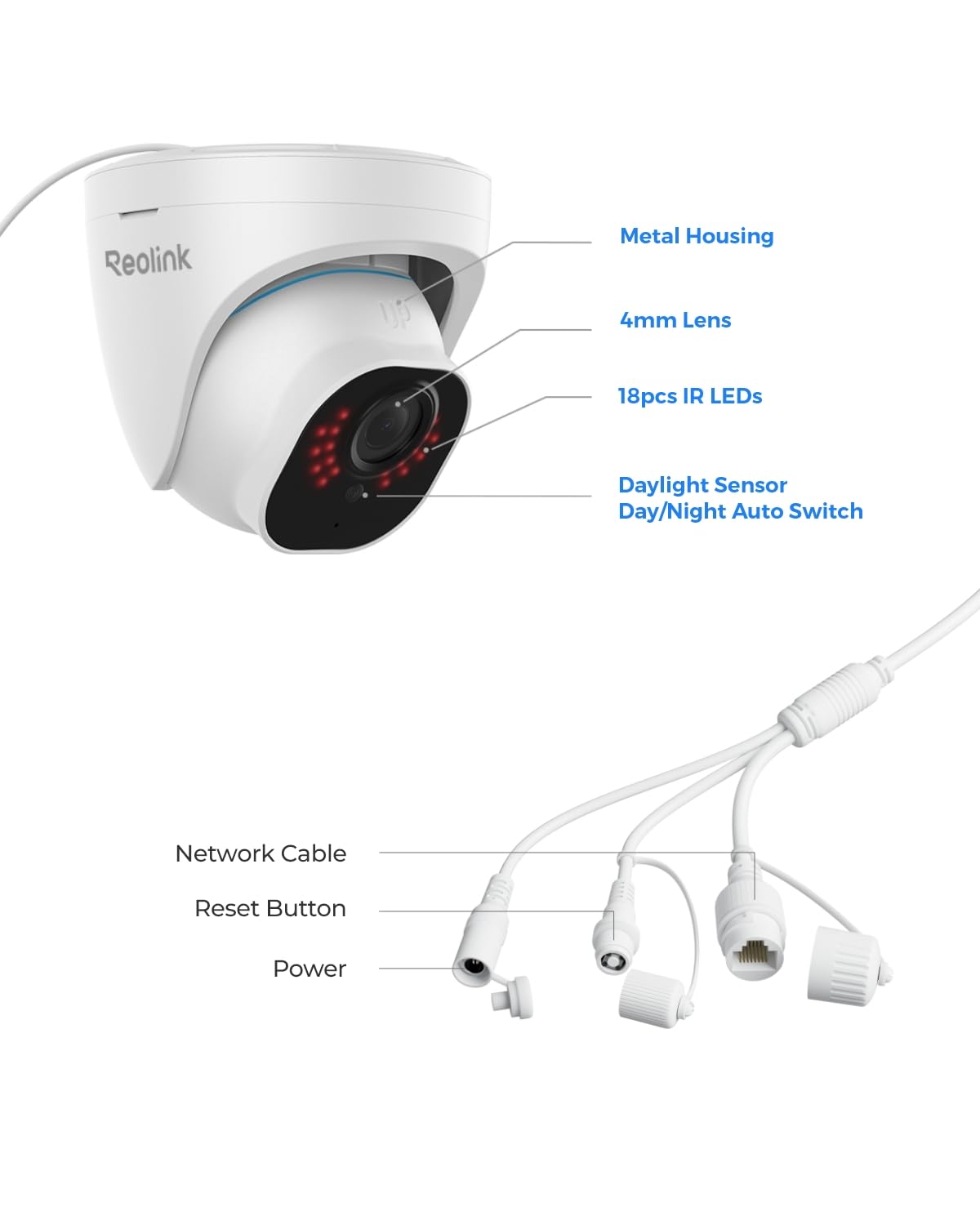 REOLINK 4K Security Camera Outdoor System, IP PoE Dome Surveillance Camera with Human/Vehicle Detection, 100Ft 8MP IR Night Vision, Work with Smart Home, Timelapse, Up to 256GB SD Card, RLC-820A