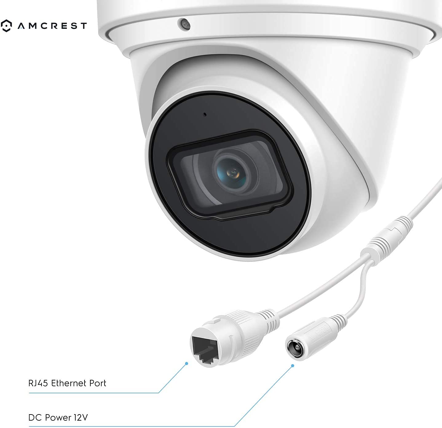 Amcrest 4K POE Camera AI Human/Vehicle Detection, UltraHD 8MP Outdoor Security Turret POE IP Camera, 3840x2160, Wide Angle, IP67 Weatherproof, MicroSD, Built in Mic, White (IP8M-T2669EW-AI)