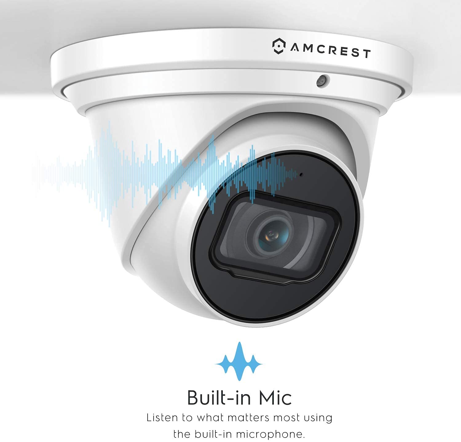 Amcrest 4K POE Camera AI Human/Vehicle Detection, UltraHD 8MP Outdoor Security Turret POE IP Camera, 3840x2160, Wide Angle, IP67 Weatherproof, MicroSD, Built in Mic, White (IP8M-T2669EW-AI)